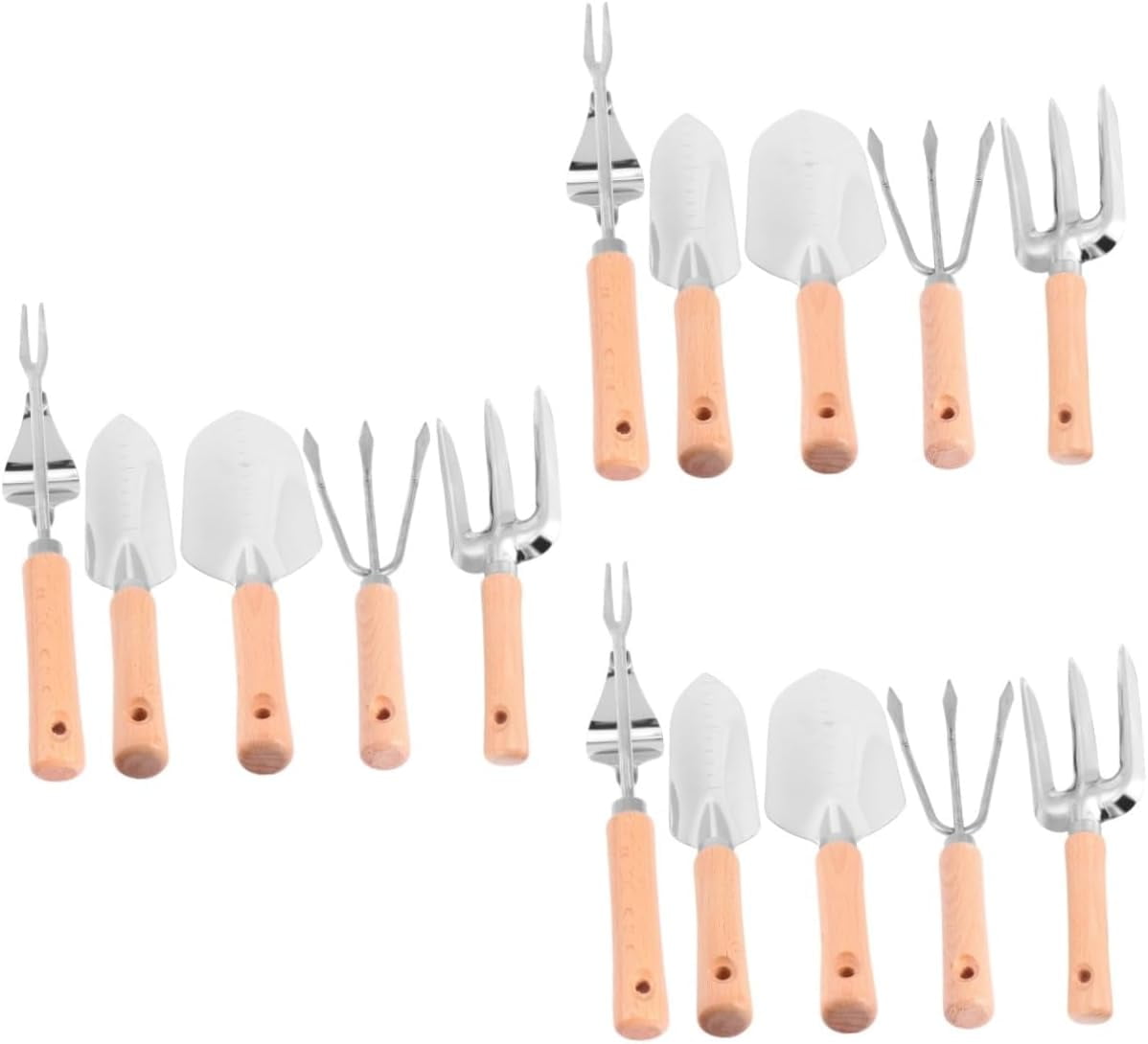 Wellsay 3 Sets 5pcs Stainless Steel Spade with Wooden Handle Gardening ...