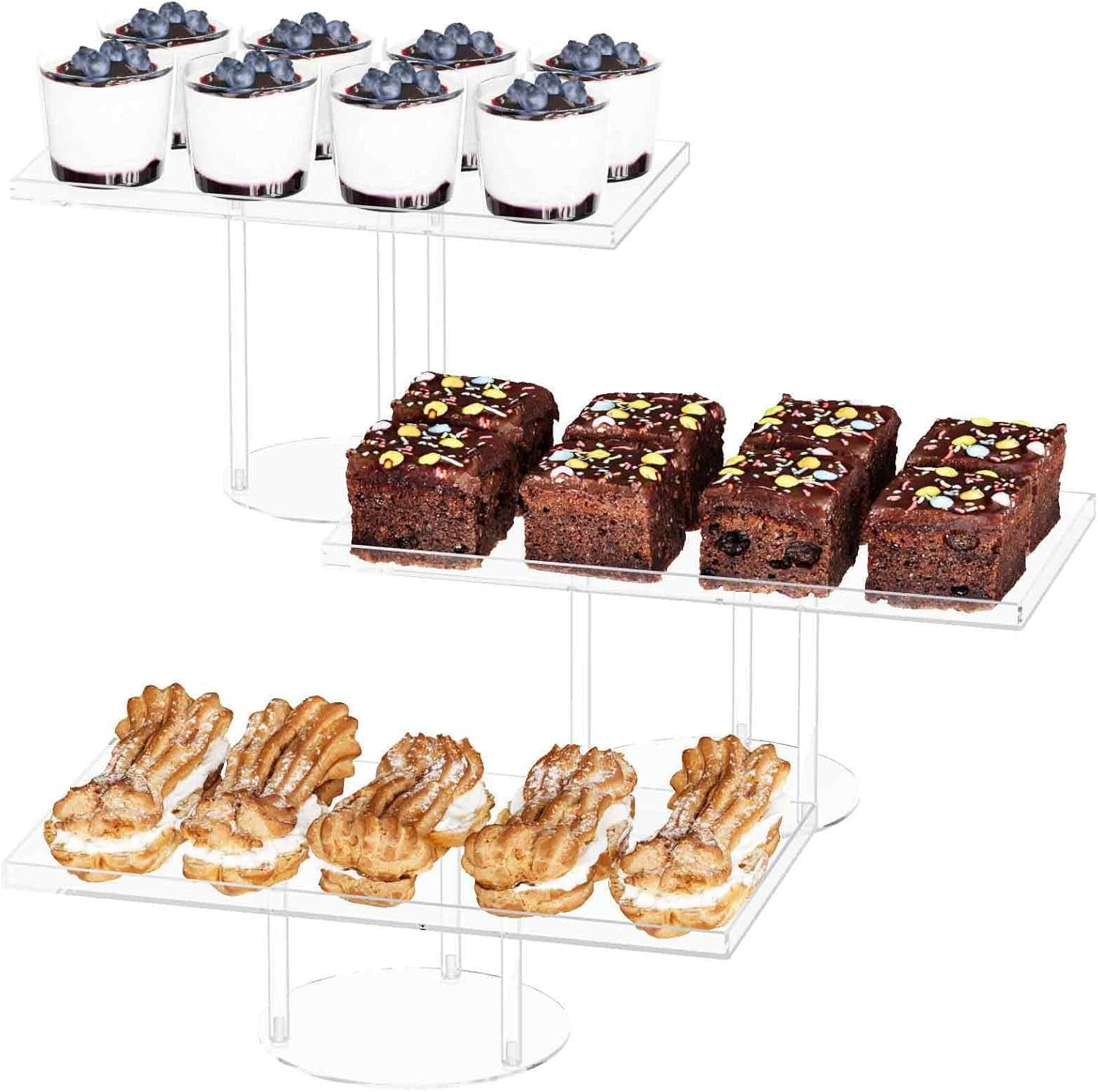Wellsay 3 Tier Dessert Table Display Set, Clear Acrylic Cupcake Stand ...