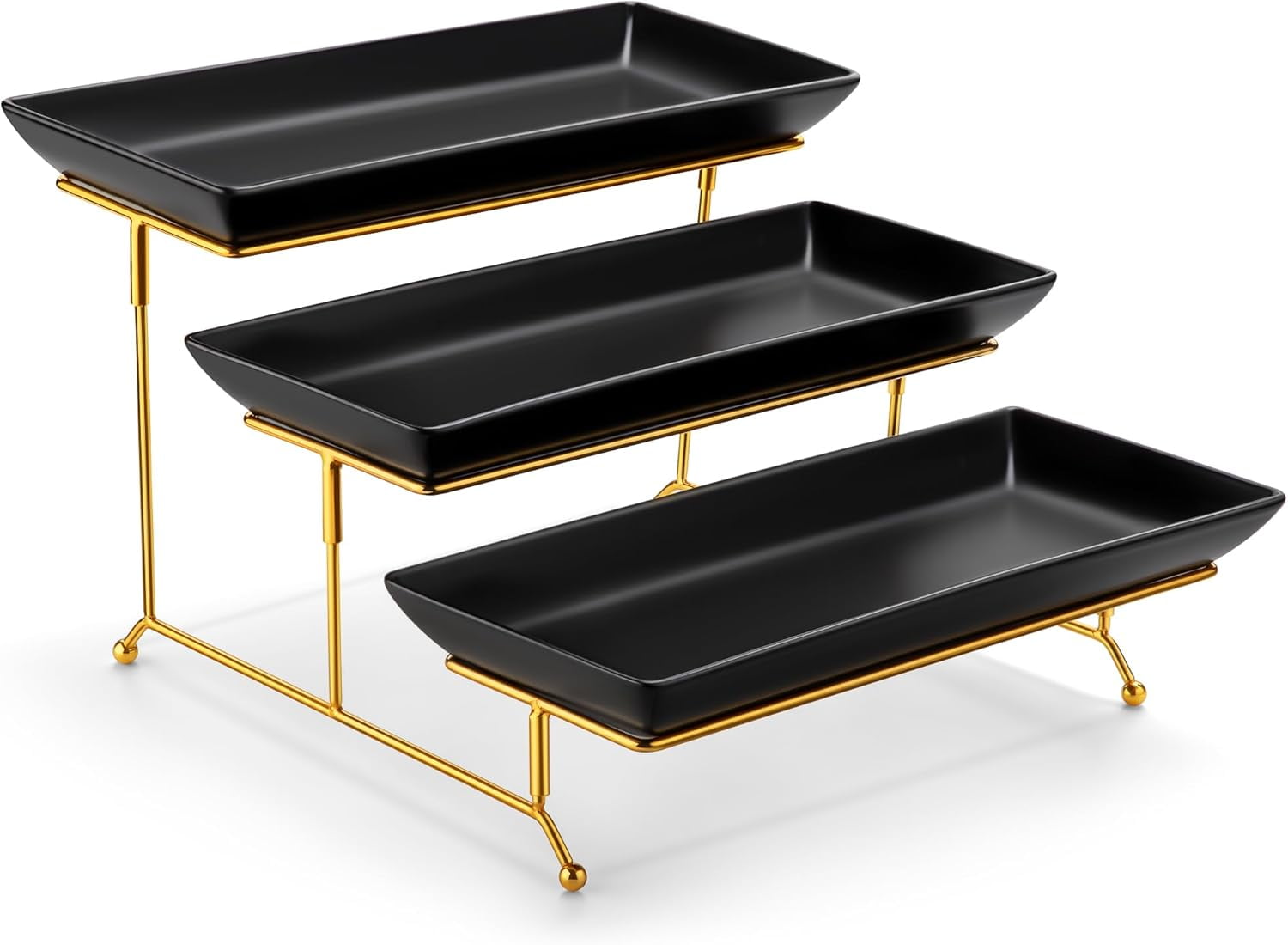 Wellsay 3 Tier Serving Trays for Party, Porcelain Serving Platters and ...