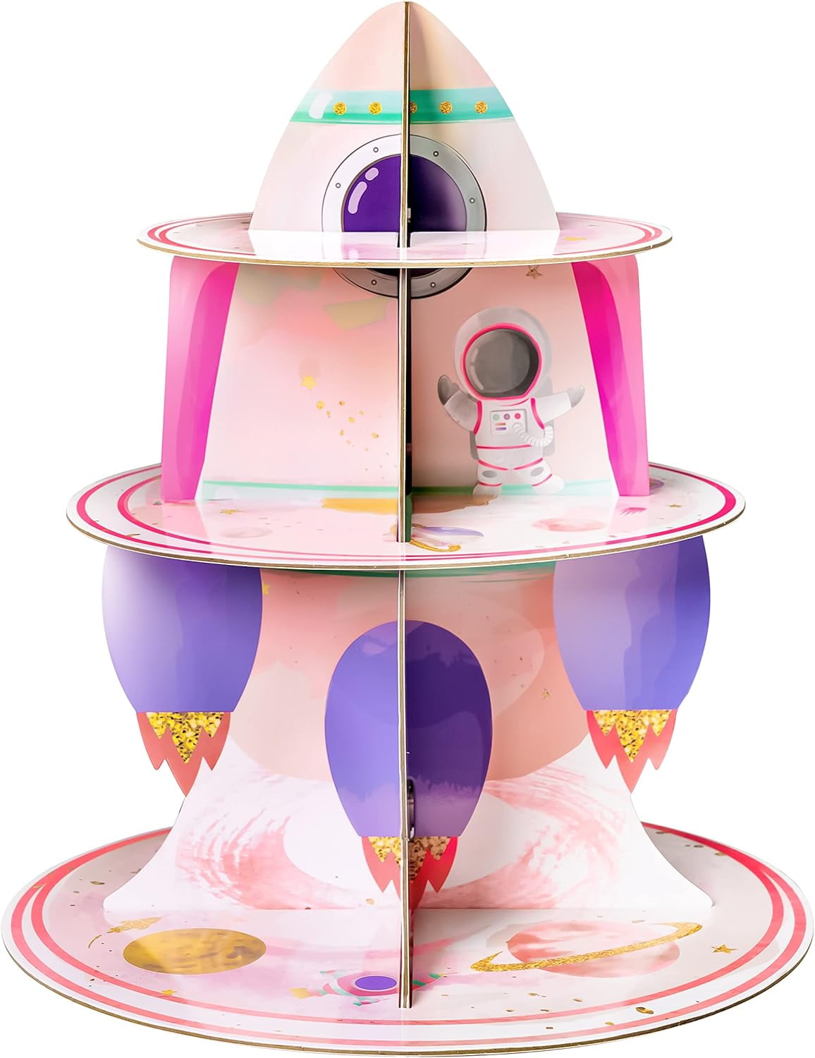 Wellsay 3 Tier Watercolour Outer Space Cupcake Stand Outer Space Party ...