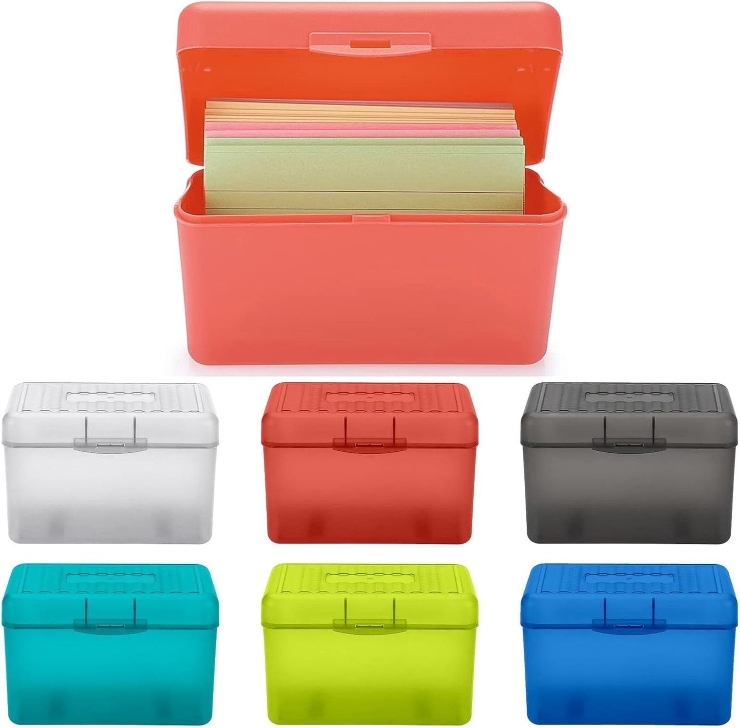 Wellsay 3 x 5 inch Index Card Box - Index Card Holder Notecard Box ...