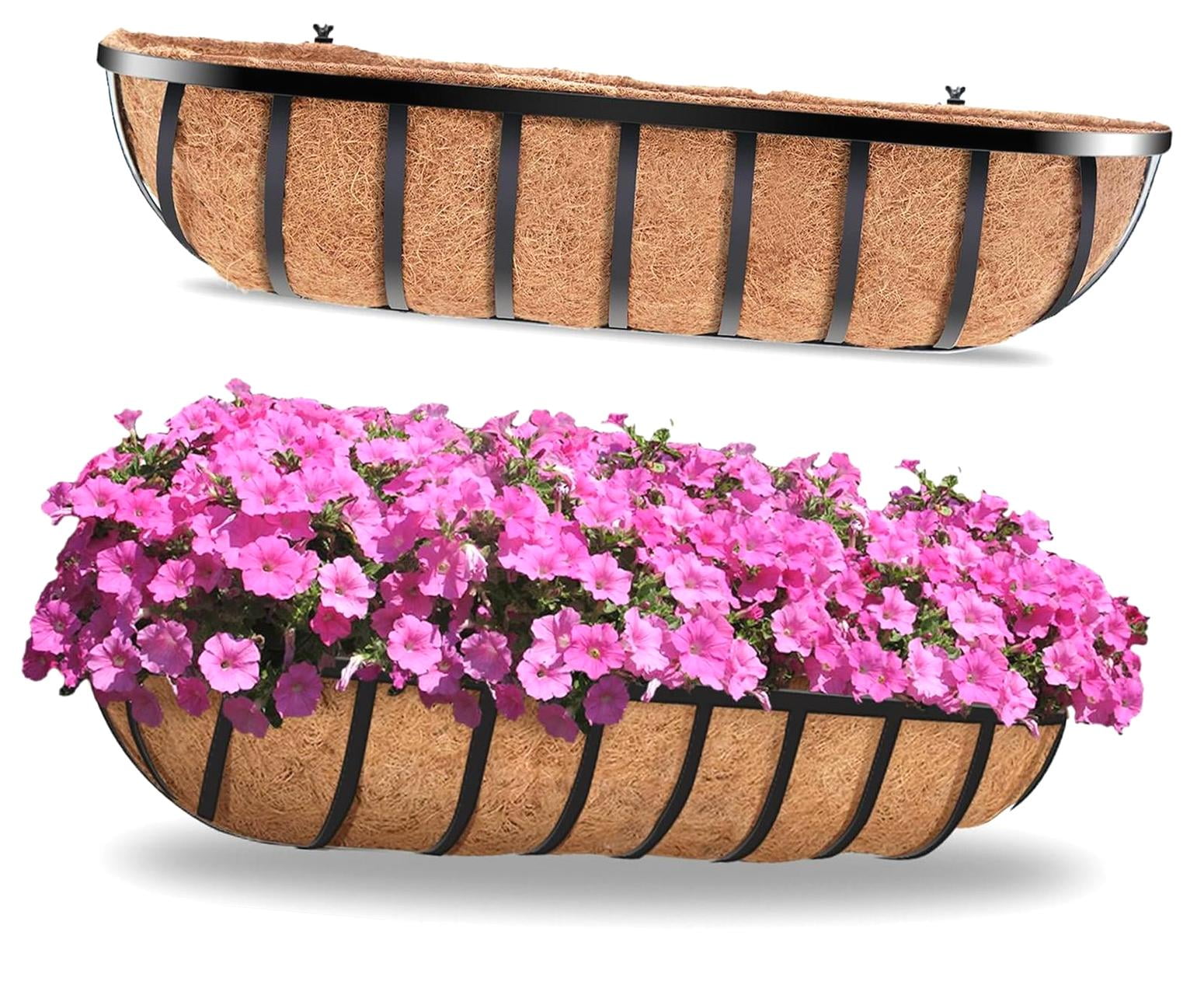 Wellsay 30'' Large Window Box Railing Planter with Liner,Window Boxes Outdoor Over The Railing ...