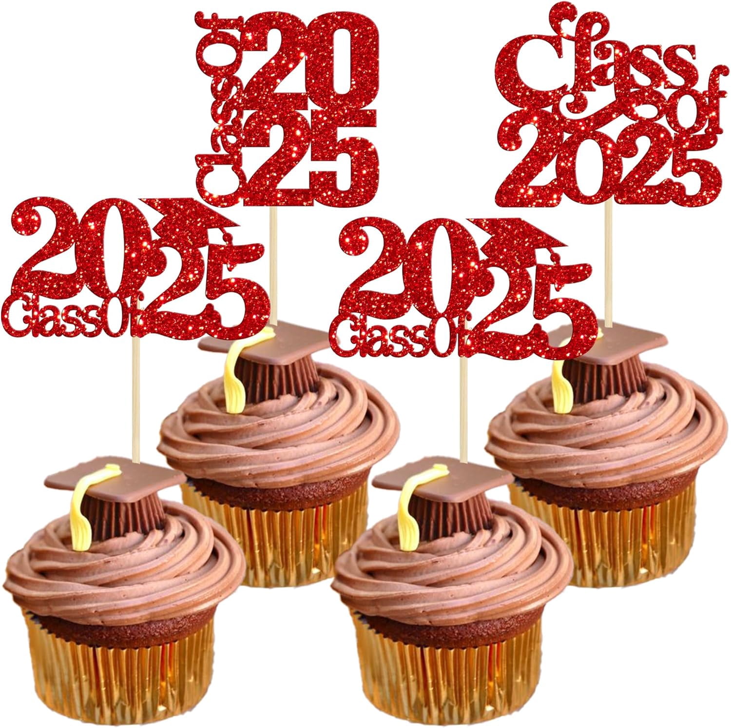 Wellsay 30 Pack 2025 Graduation Cap Cupcake Tors Class of 2025 Cupcake ...