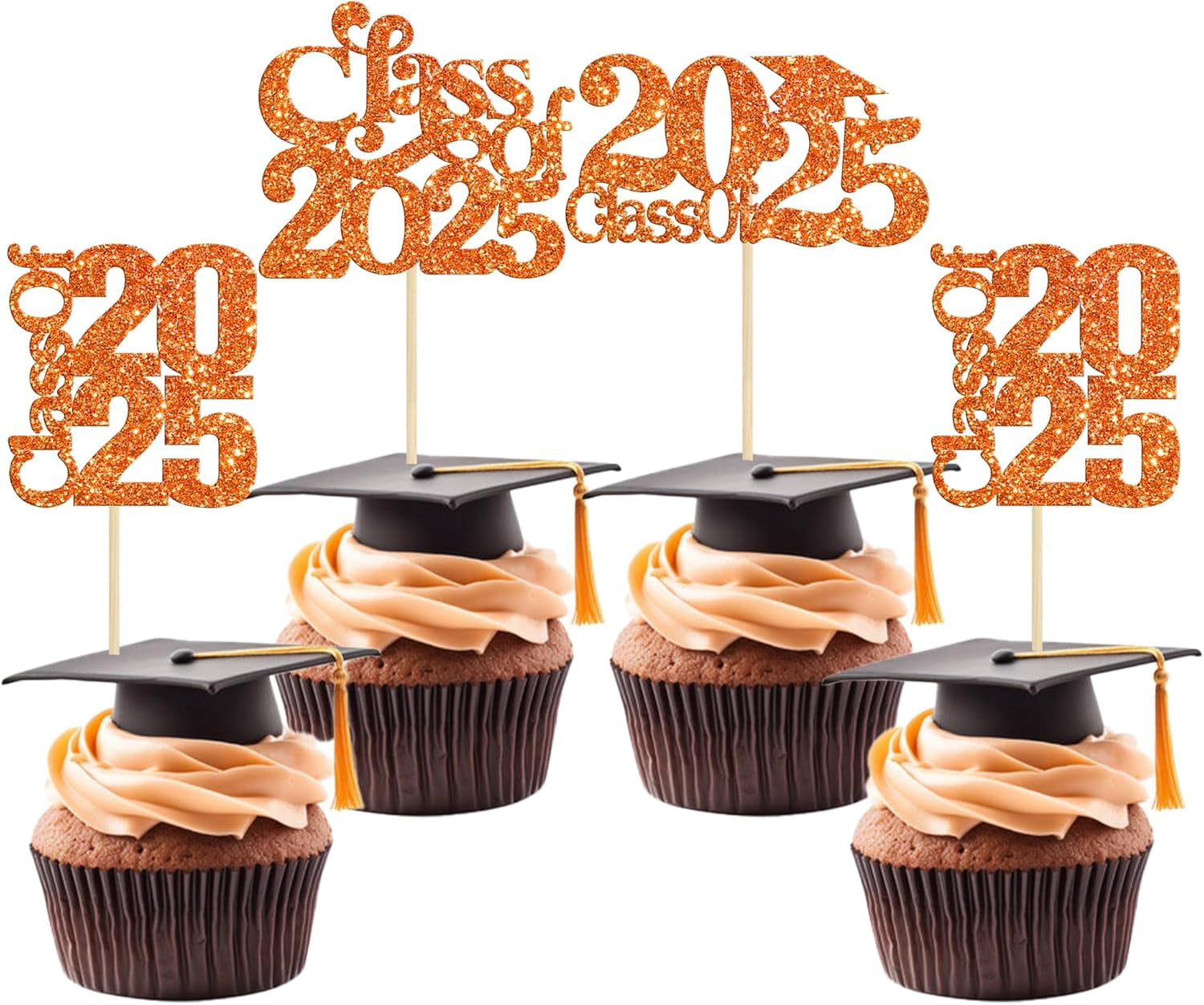 Wellsay 30 Pack 2025 Graduation Cupcake Tors Glitter Class of 2025 ...