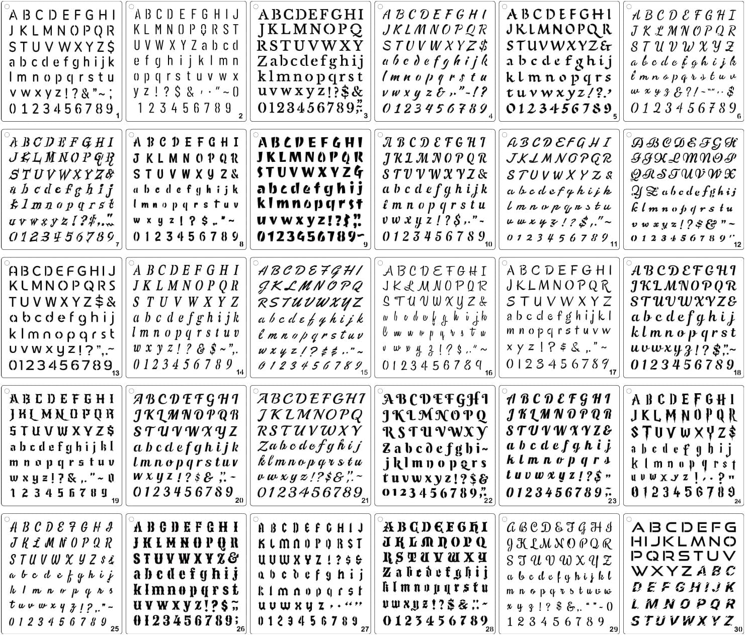 Wellsay 30 Pack Letter Stencils 6 x 6 Inch Alphabet Stencils Letters ...