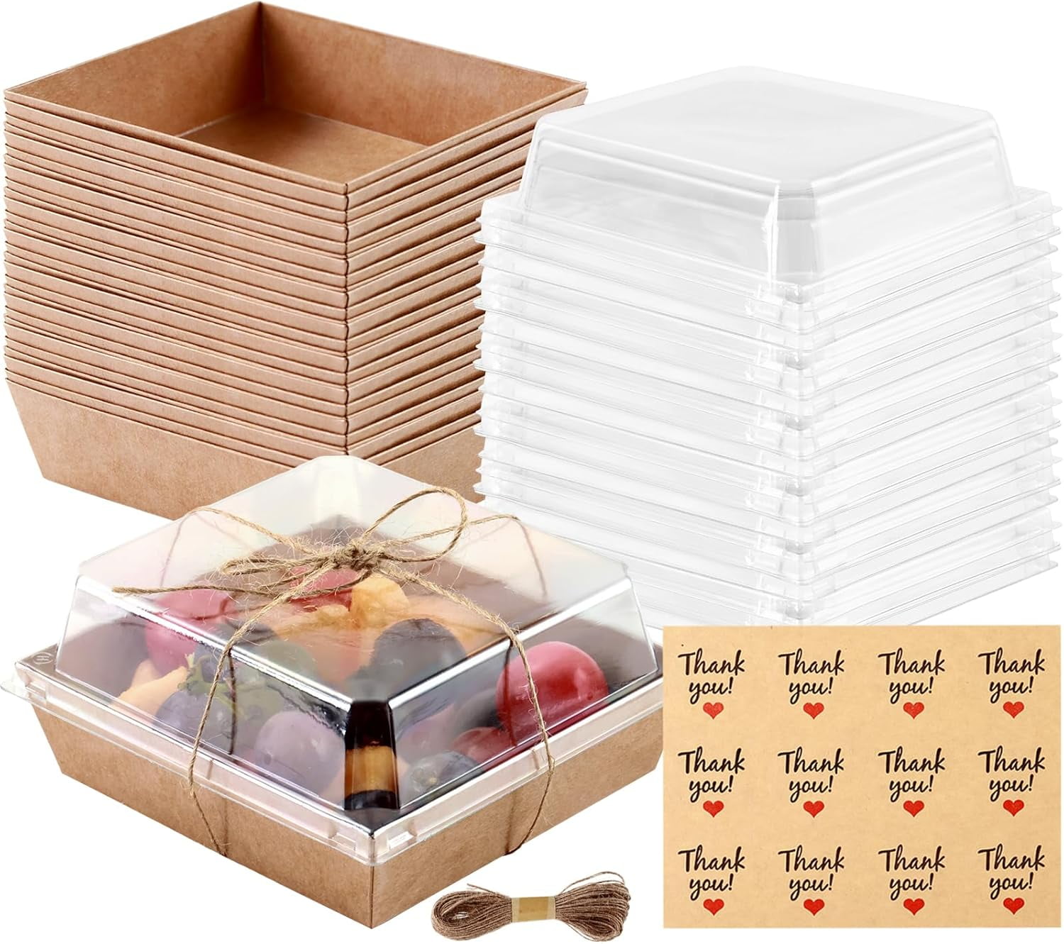 Wellsay 30 Packs Charcuterie Boxes with Clear Lids 5" Mini Dessert ...