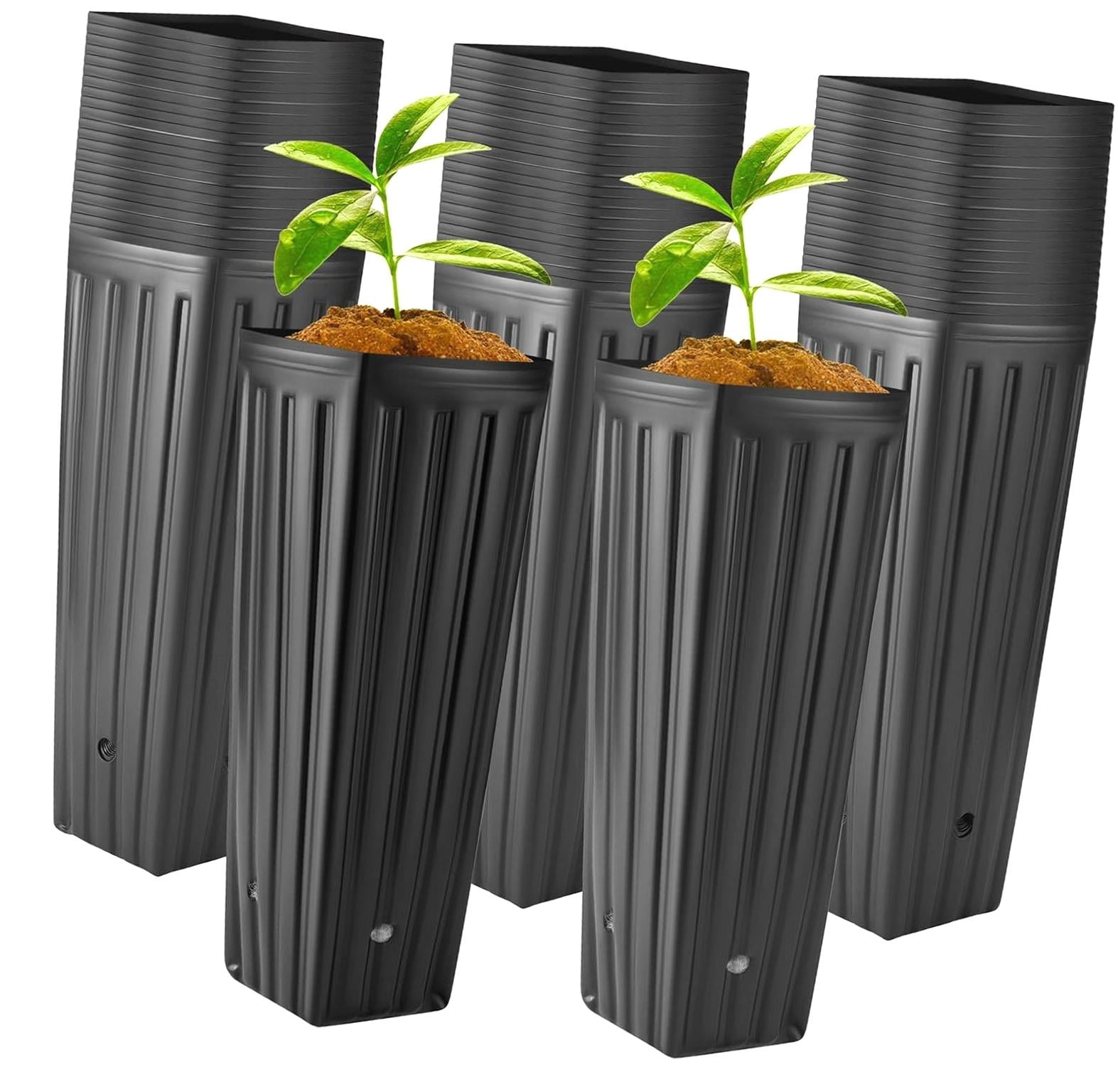 Wellsay 30 Pcs Tall Tree Pot Plastic Deep Plant Nursery Pots Black ...