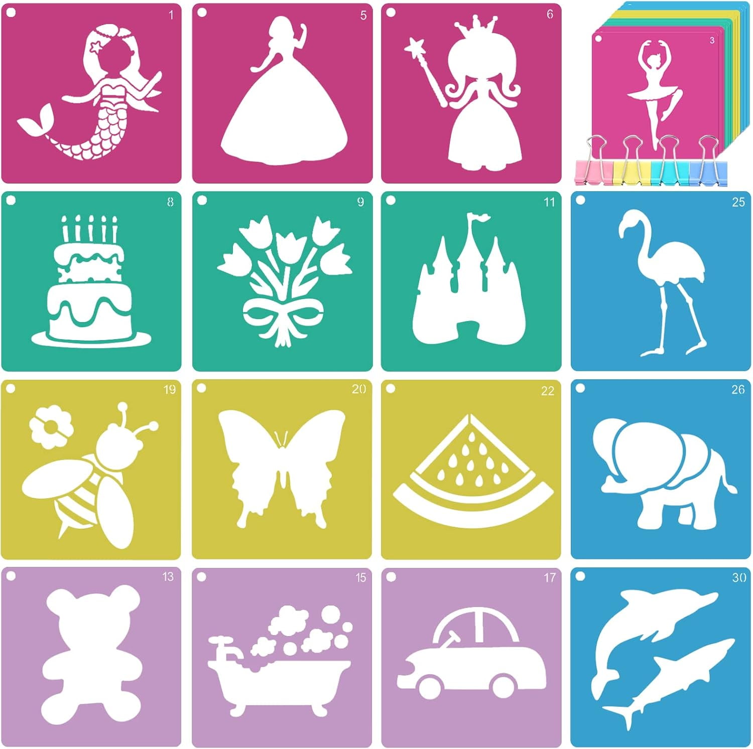 Wellsay 30 Pieces Drawing Stencils for Kids Girls 8 x 8 Inches Kids ...