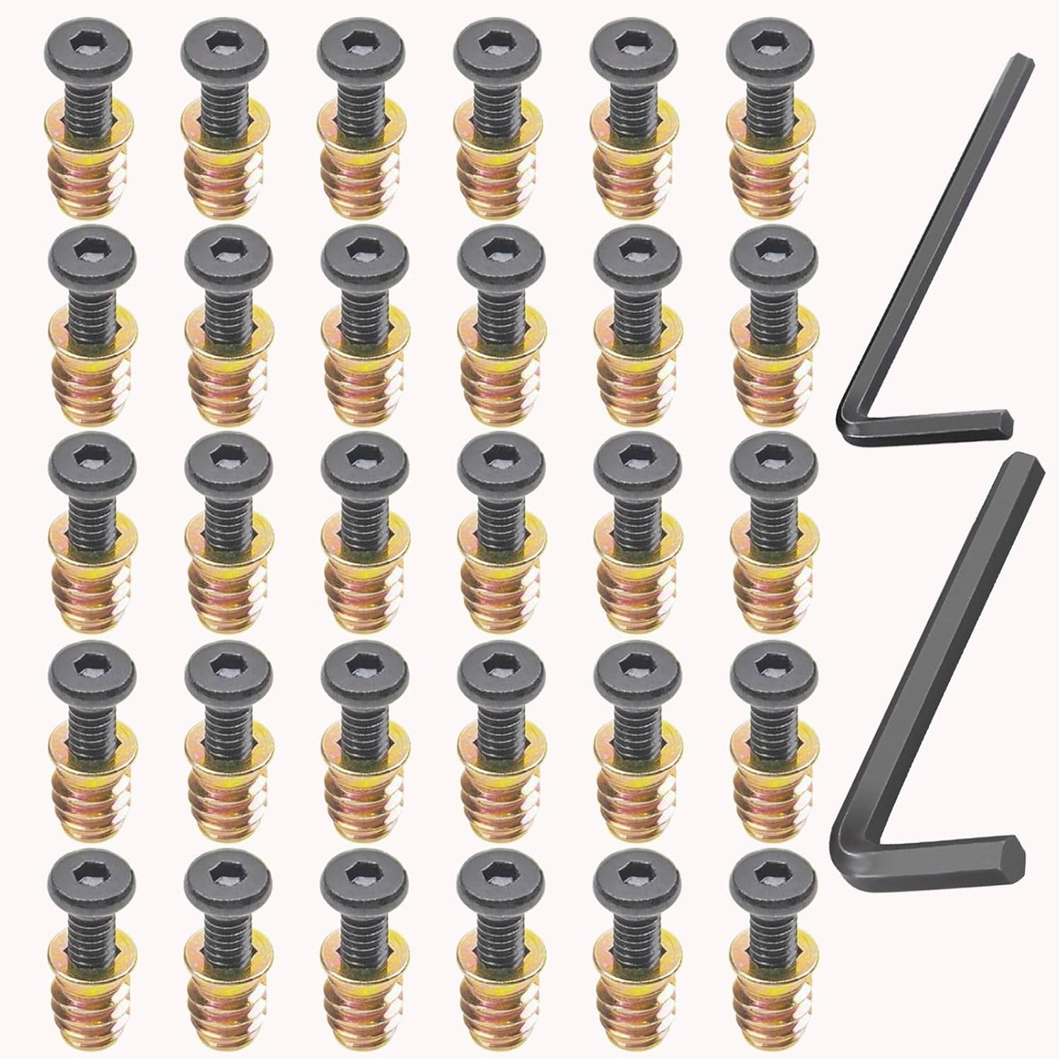 Wellsay 30 Sets 1/4-20 x 3/4" Furniture Screw Nut Threaded Inserts for ...