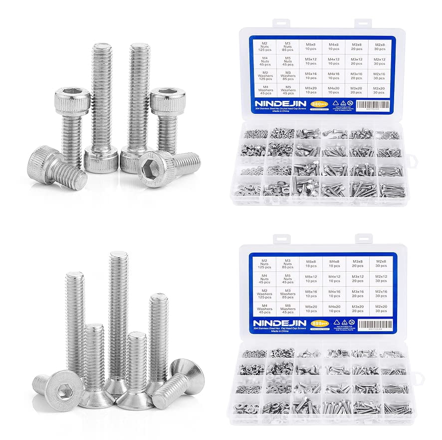 Wellsay 304 Stainless Steel 880pcs M2 M3 M4 M5 Hex Socket Cap Mane ...
