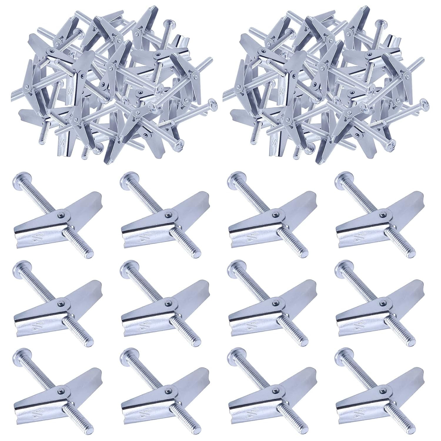 Wellsay 30Pcs 1/4 Inch Toggle Bolt and Wing Nut Kit for Hanging Heavy ...