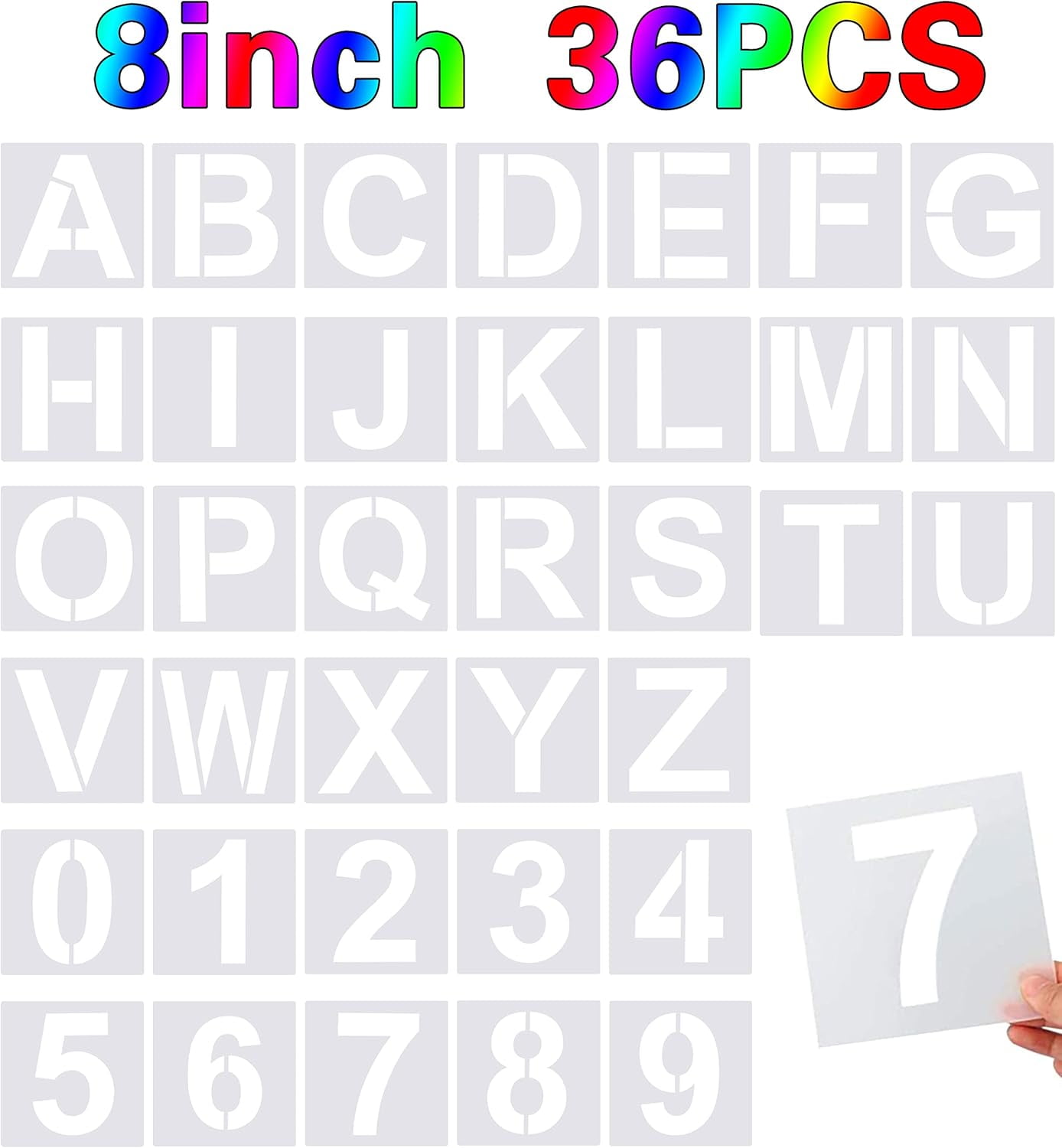Wellsay 36 Pcs Large Alphabet Letter Stencils and Number Stencils ...