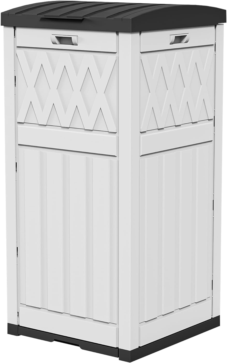 Wellsay 38 Gallon Outdoor Trash Can, Resin Garbage Can with Tiered Lid ...