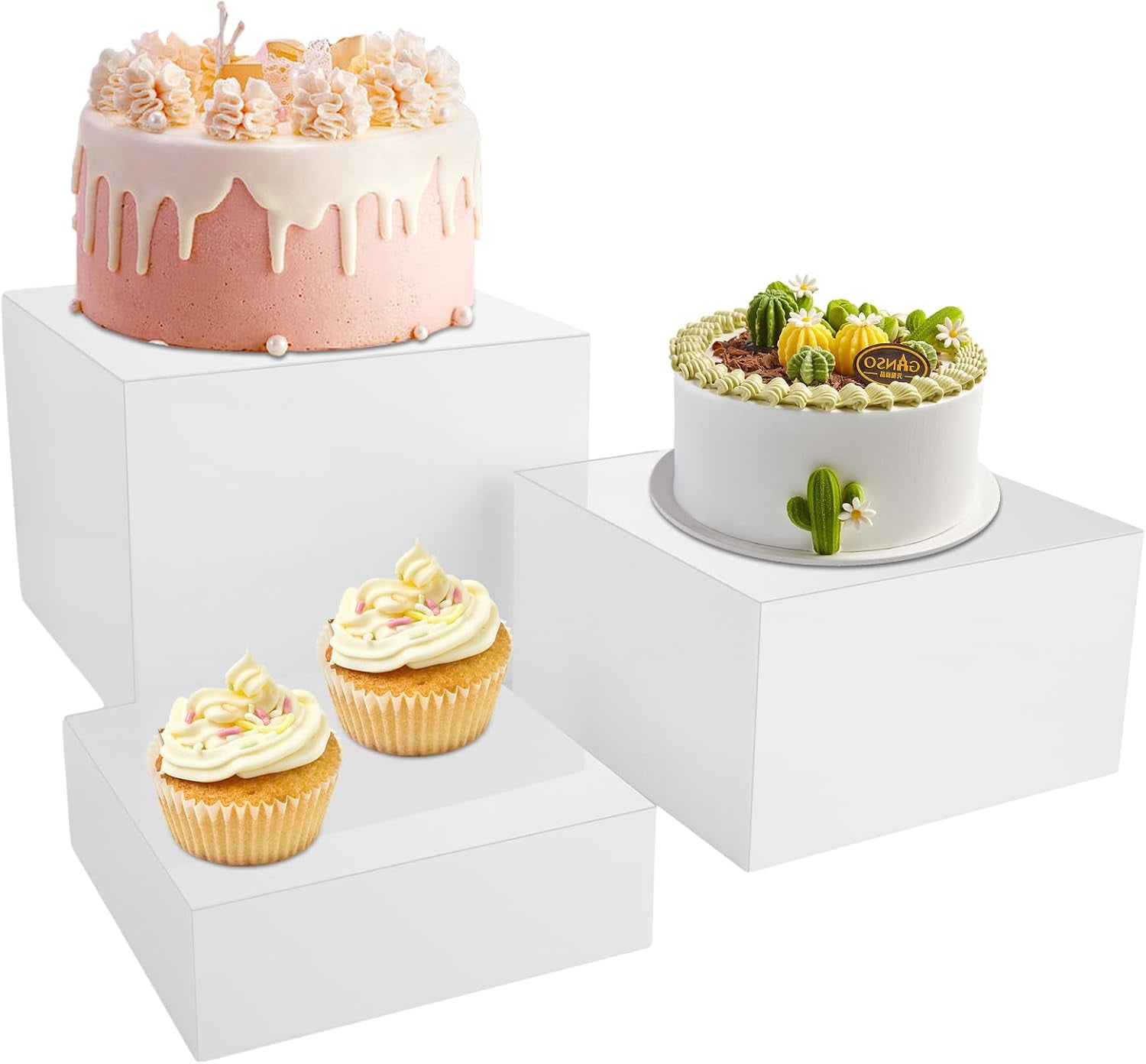 Wellsay 3PCS Buffet Risers Food Risers for Buffet Table, Acrylic Cube ...
