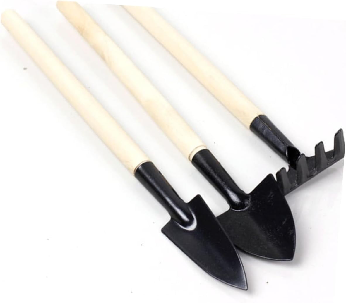 Wellsay 3Pcs Mini Garden Planting Tools Set Black Shovel Rake Spade ...