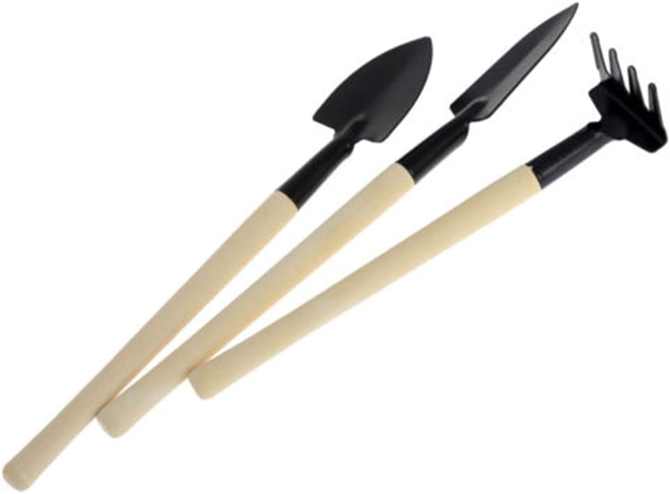 Wellsay 3pcs Mini Shovel Rake Garden Plant Tool Set with Wooden Handle ...