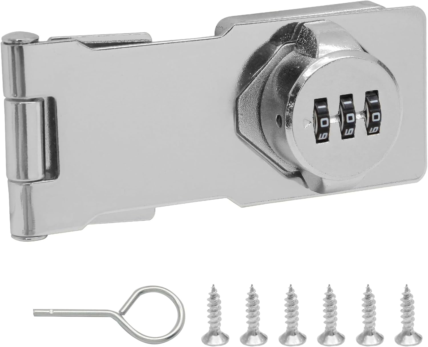 Wellsay 4.5 Inch Cabinet Password Hasp Lock, Silver Keyless Combination ...
