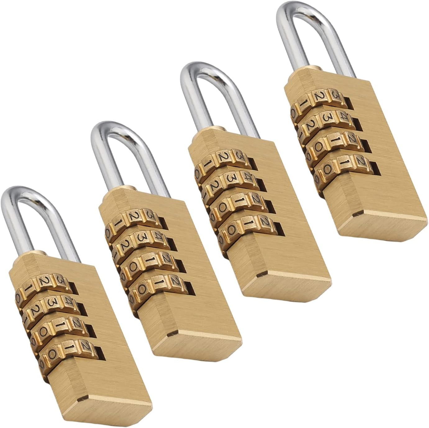 Wellsay 4 Digit Combination Padlock Solid Brass Padlock Heavy Duty ...