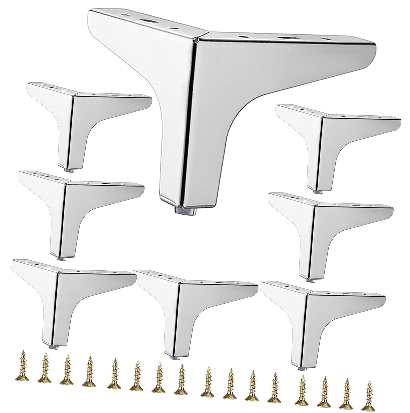 Wellsay 4 Inch Chrome Metal Furniture Supports Set of 8, Triangular ...