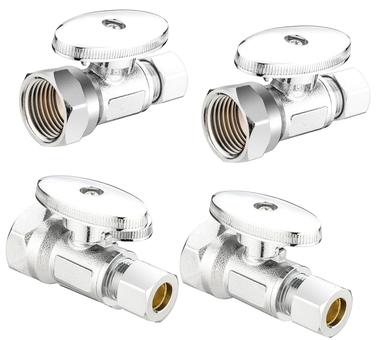 Wellsay (4 Pack) 1/2 inch NPT Thread Straight Stop 1/2 inch 3/8 inch ...