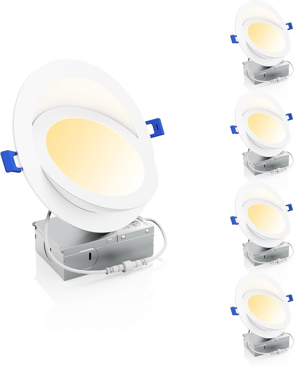 Wellsay 4 Pack 6 inch LED Eyeball Recessed Lighting, 360°+90° Rotatable ...