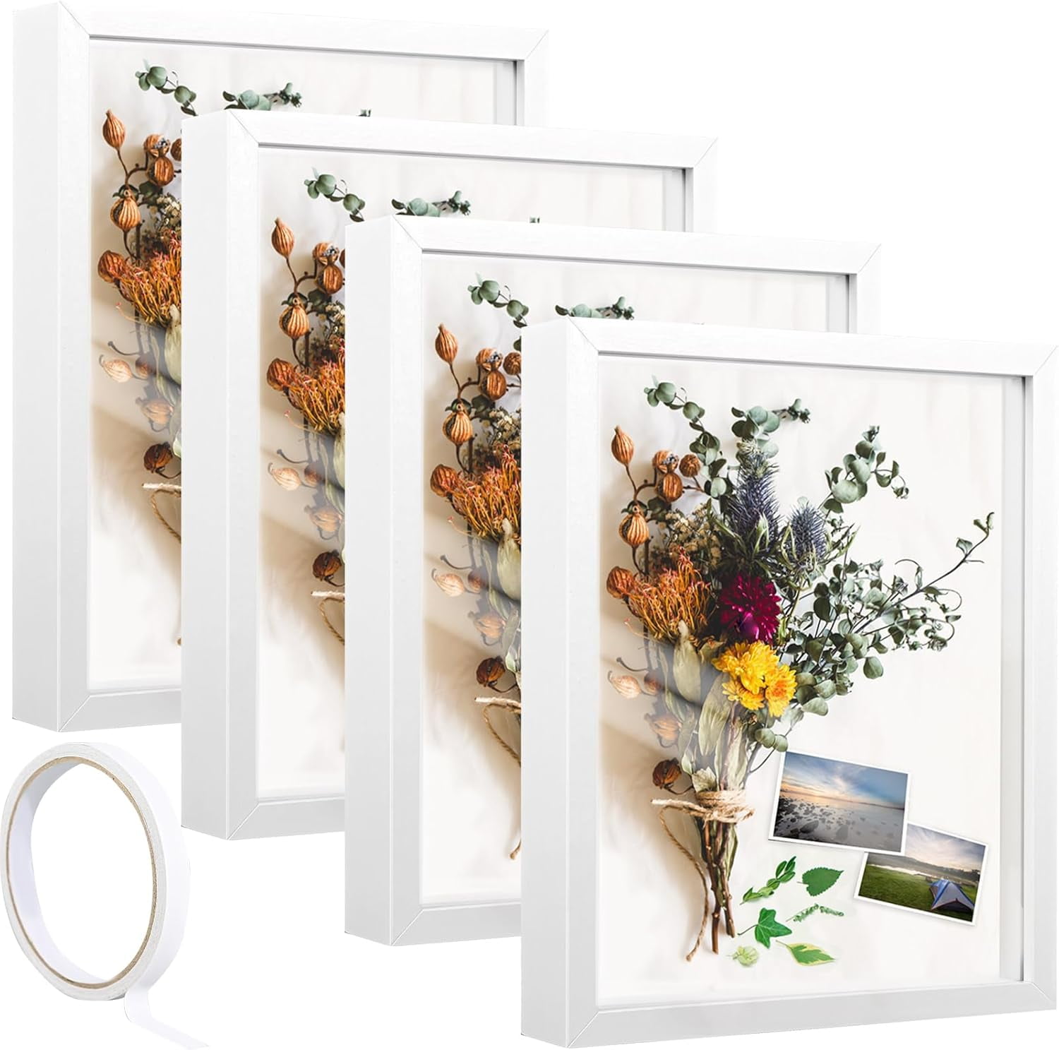 Wellsay 4 Pack 8*10 Shadow Box Frame, Shadow Boxes Display Cases 3D ...