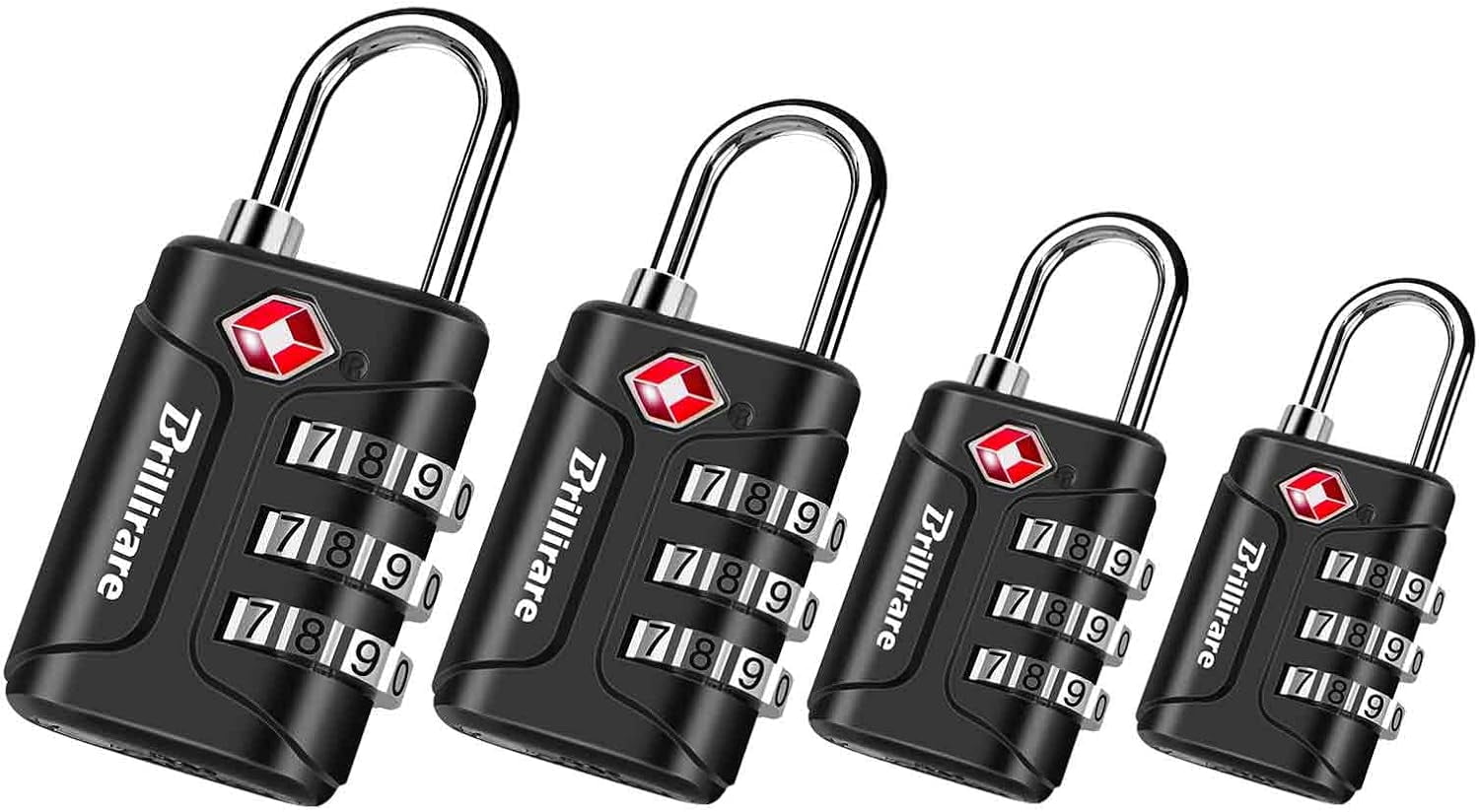 Wellsay 4 Pack TSA Apved Lage Locks, Combination Travel Padlock, 3 ...