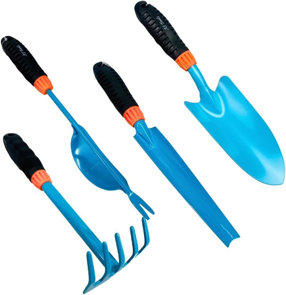 Wellsay 4 Pc. Mini Ergonomic Aqua Blue Gardening Set | Garden Shovel ...