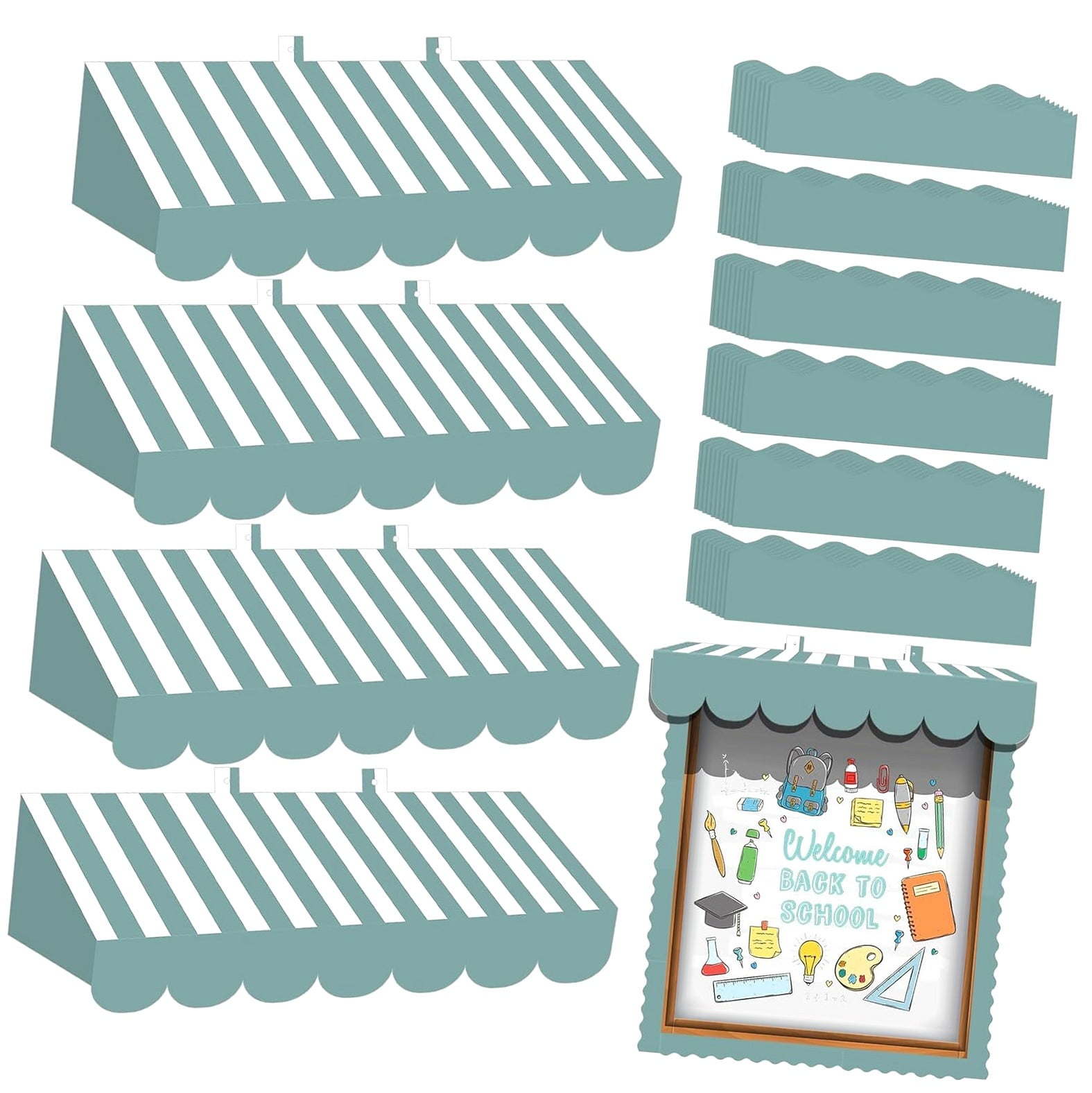 Wellsay 4 Pcs Circus 3D Awning Decorations and 59 ft Bulletin Border ...