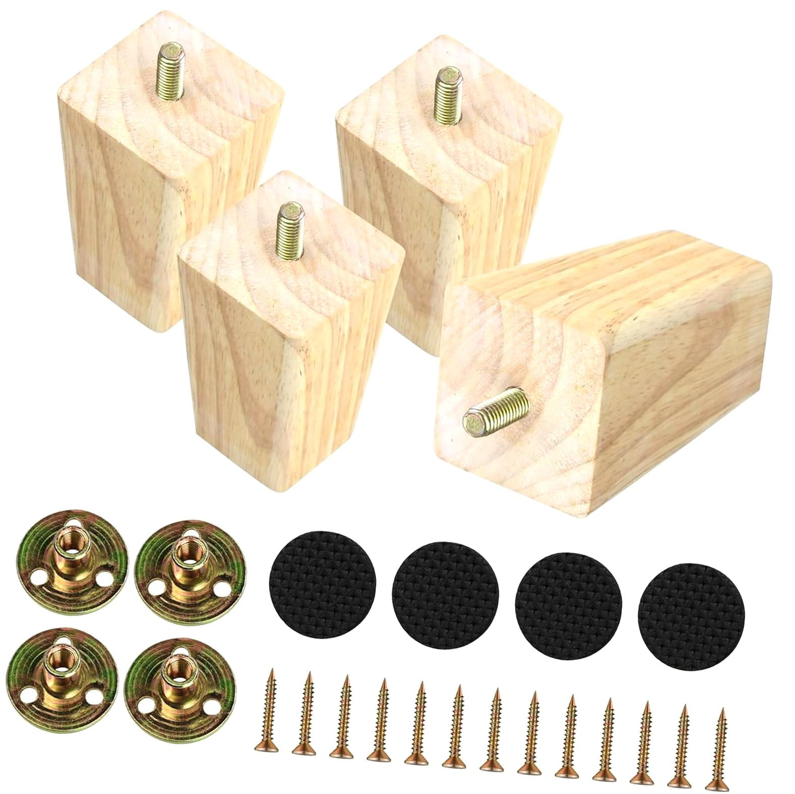 Wellsay 4-Piece 3 Inch Solid Wood Furniture Supports, Square Wooden ...