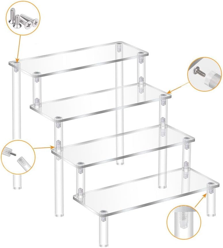 Wellsay 4 Tier Acrylic Display Riser, Clear Perfume Organizer Stand ...