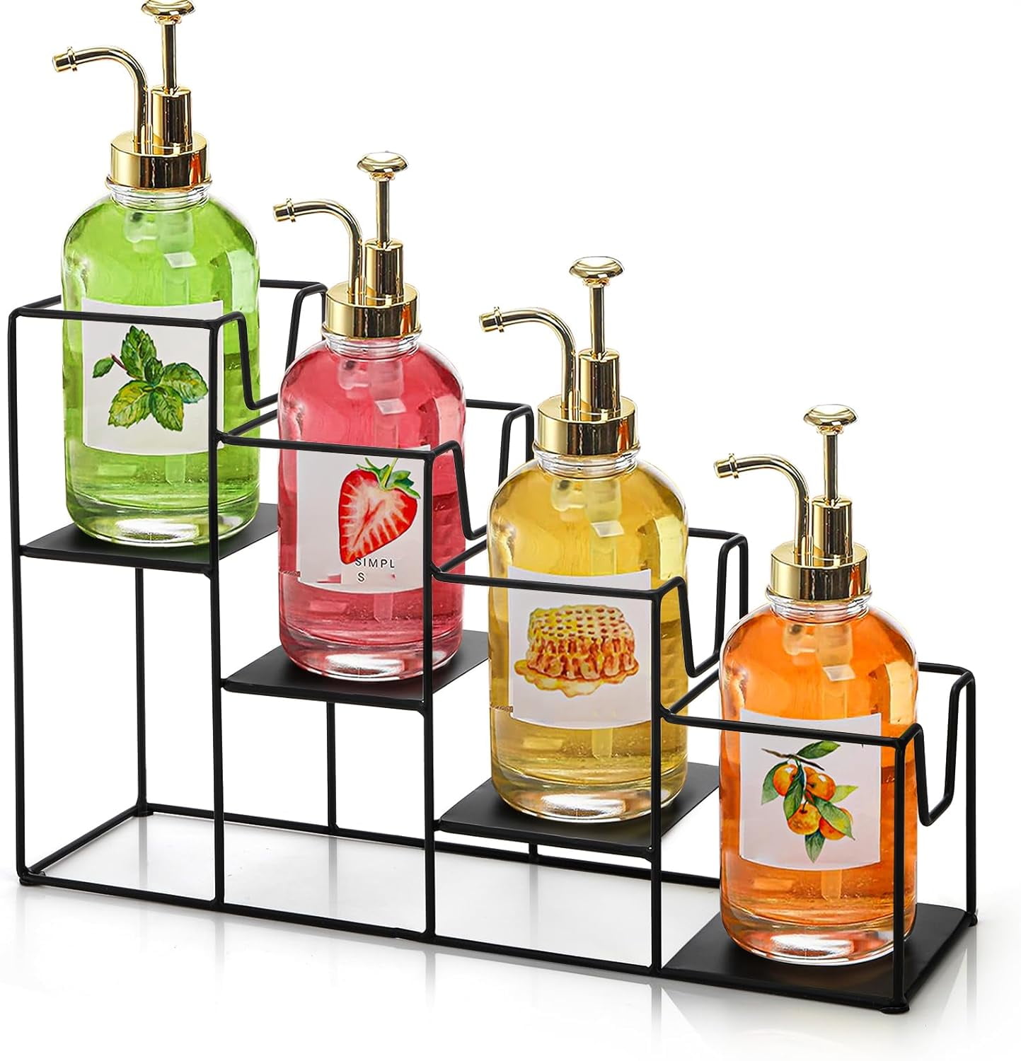 Wellsay 4 Tier Sp Bottle Holder, 4 Bottle Metal Coffee Sp Rack, Counte ...