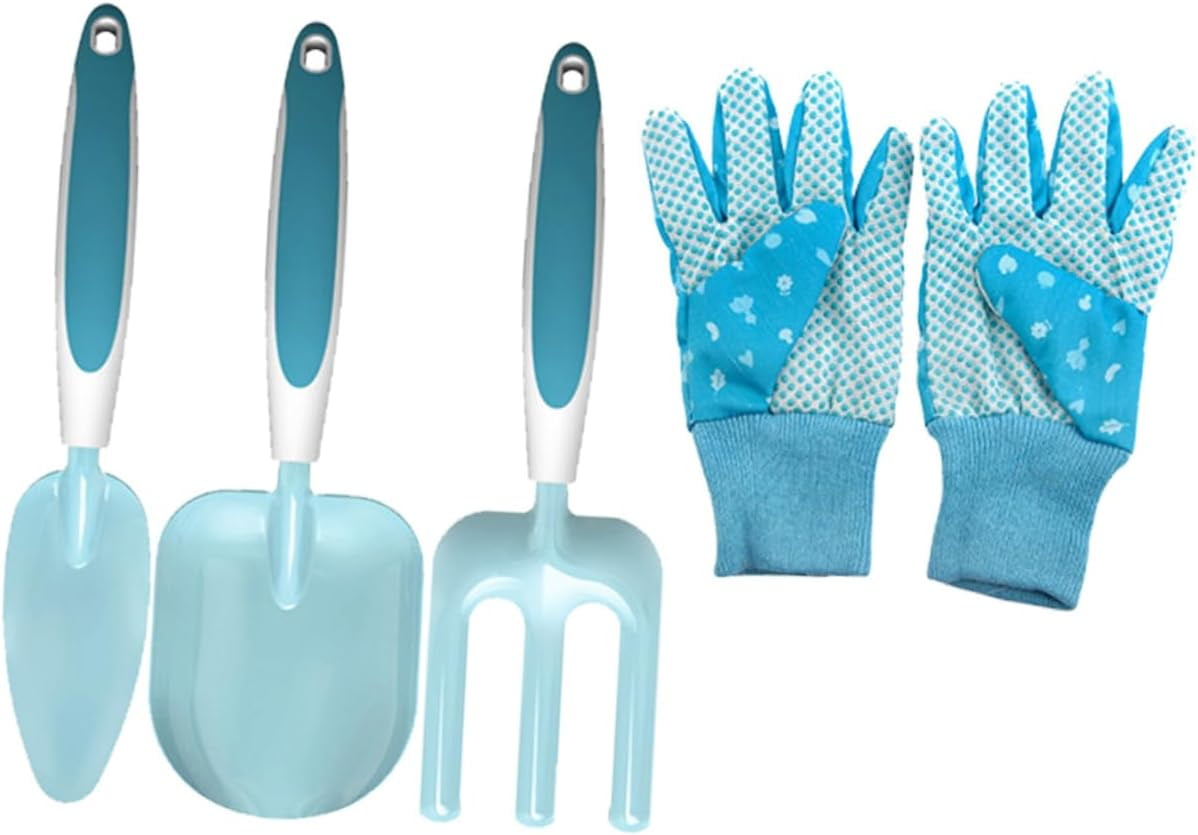 Wellsay 4-in-1 Gardening Tools Rake Hoe Shovel Trowel Heavy Duty Metal ...