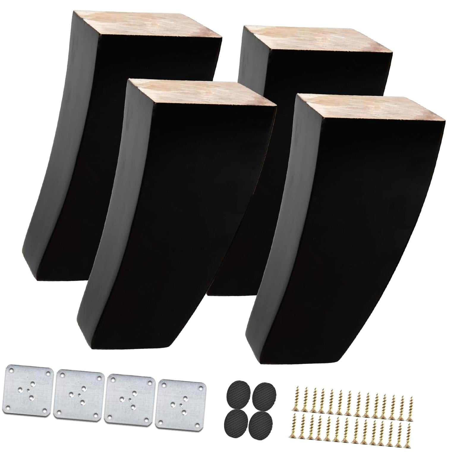 Wellsay 4 inch / 10cm Solid Wood Furniture Legs, Set of 4 Mid Century ...