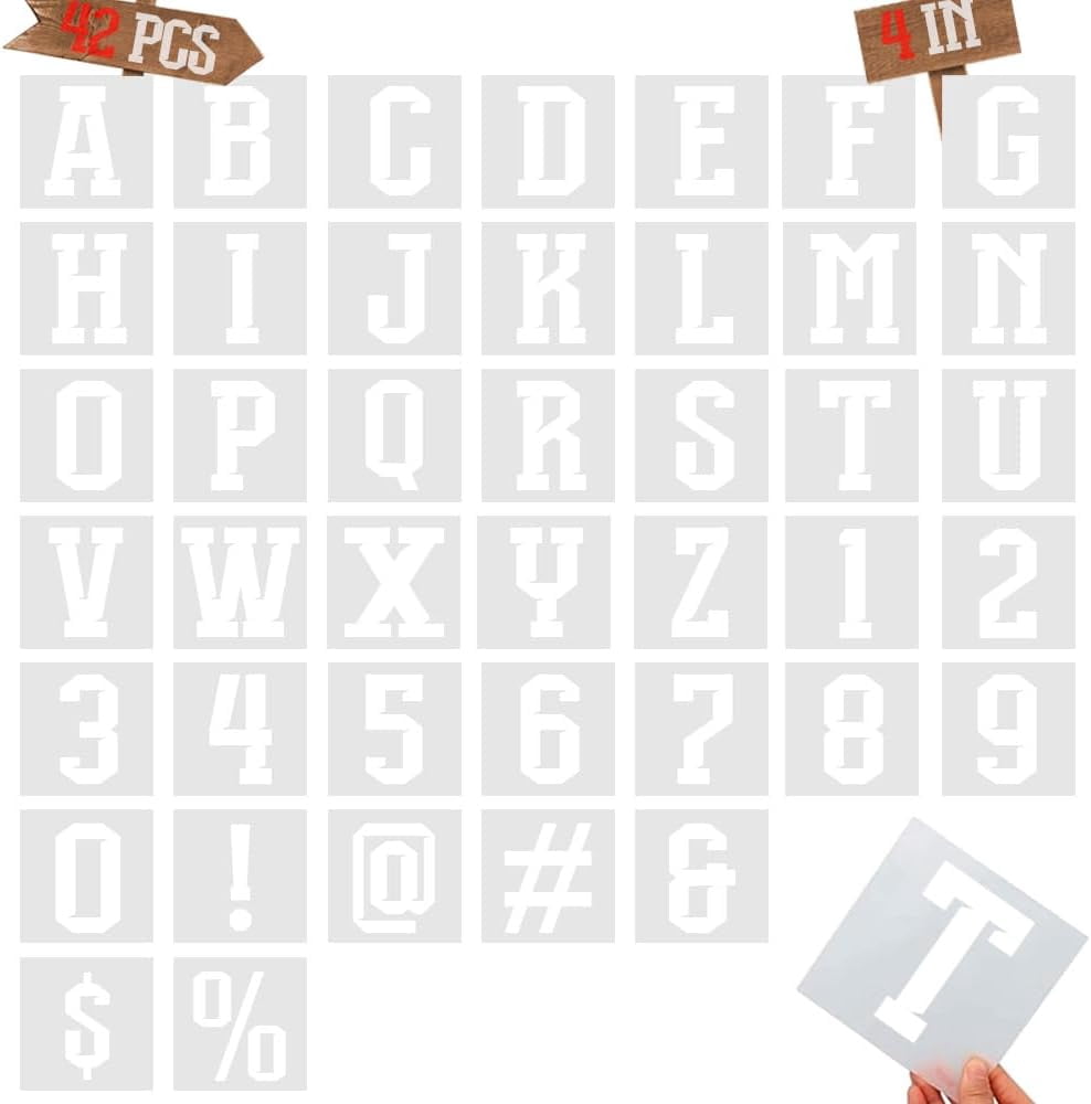 Wellsay 4 inch Letter Stencils, 42 Pcs Plastic Letter Templates ...