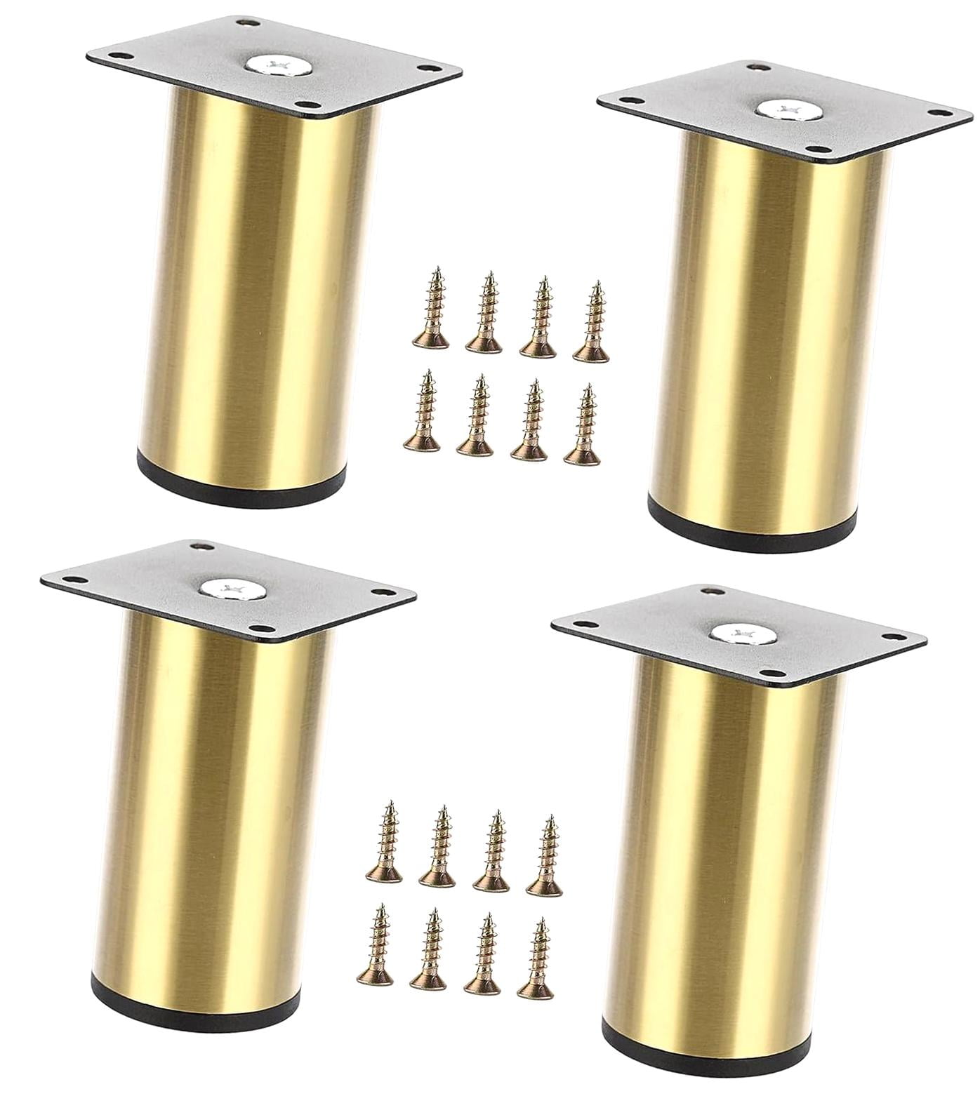 Wellsay 4PCS 4 Inch Steel Furniture Legs, Golden Round Metal Furniture ...