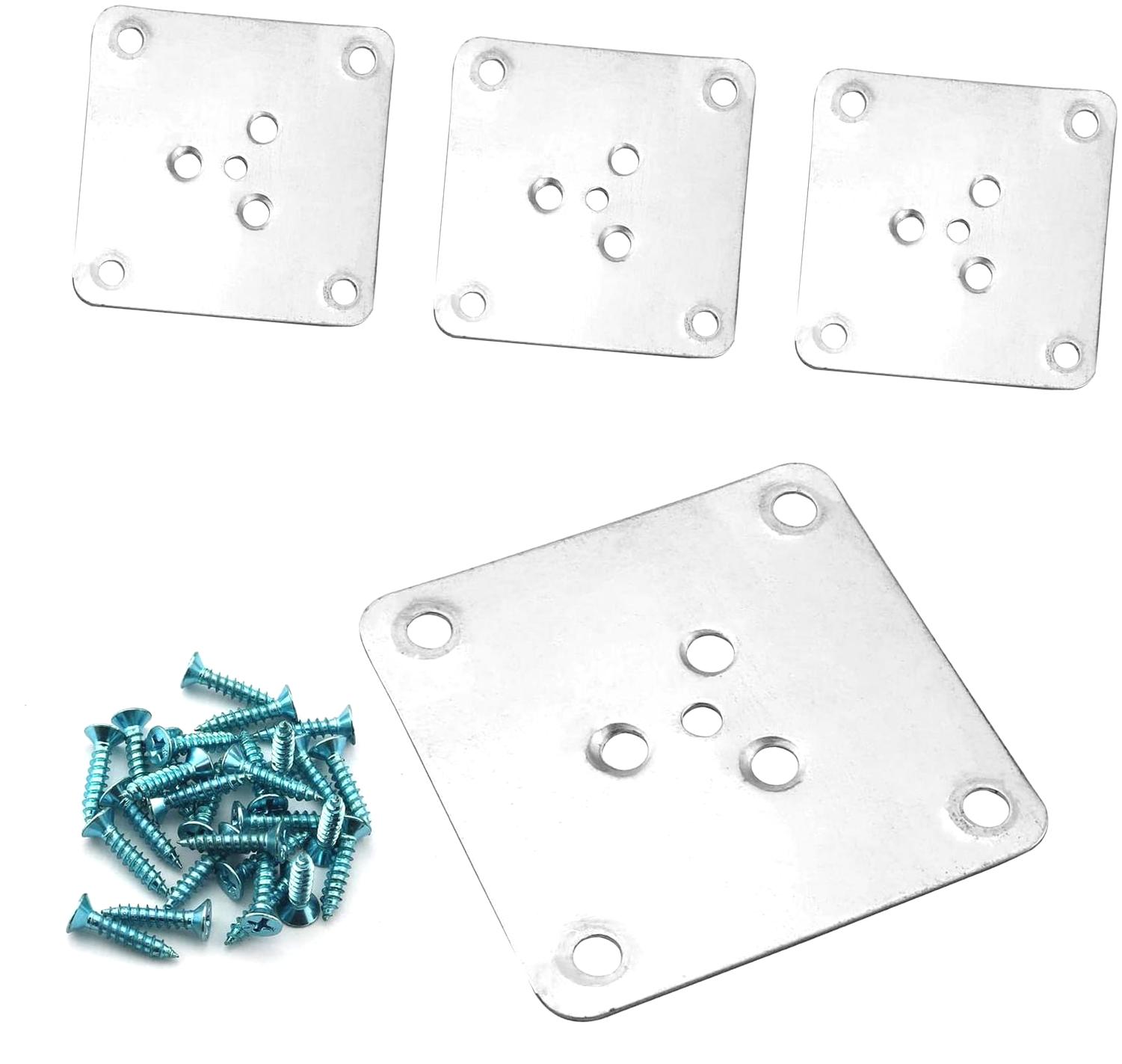 Wellsay 4pcs Metal Square Furniture Leg Connector Plates (Silver ...