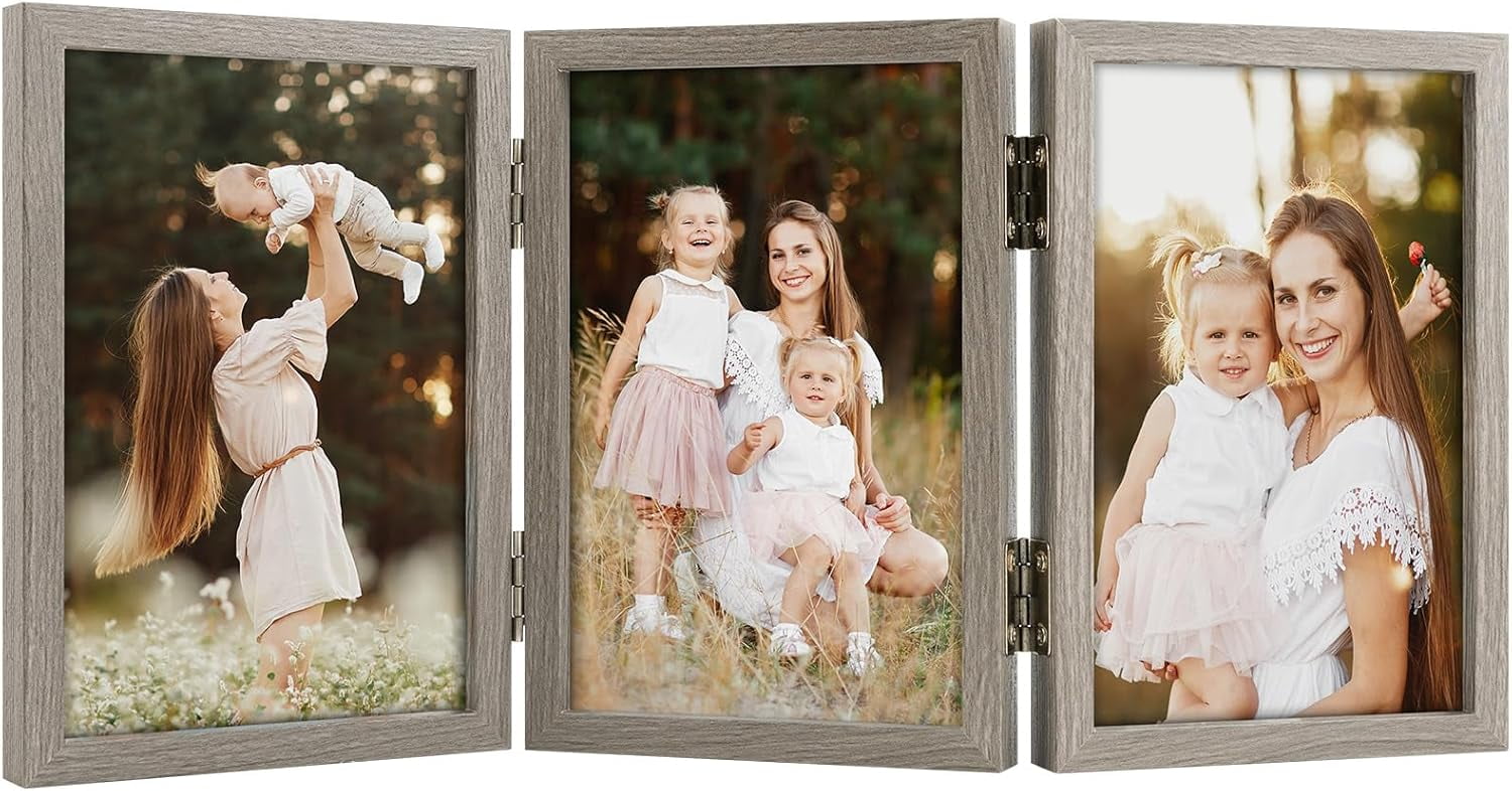 Wellsay 4x6 Triple Hinged Frames, 3 Folding Picture Frame, Triptych P ...