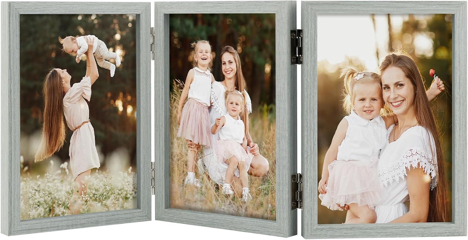 Wellsay 4x6 Triple Hinged Frames, 3 Folding Picture Frame, Triptych P ...
