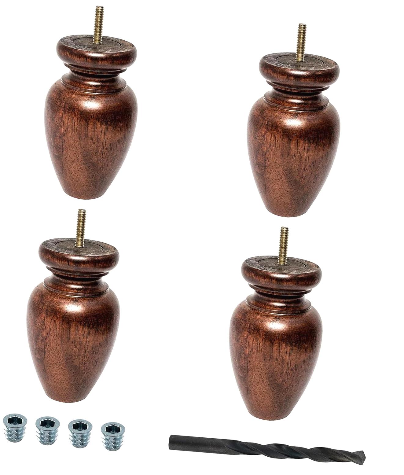Wellsay 5-1/2 inch H x 3-1/4 inch Diameter Stained Cherry Solid ...