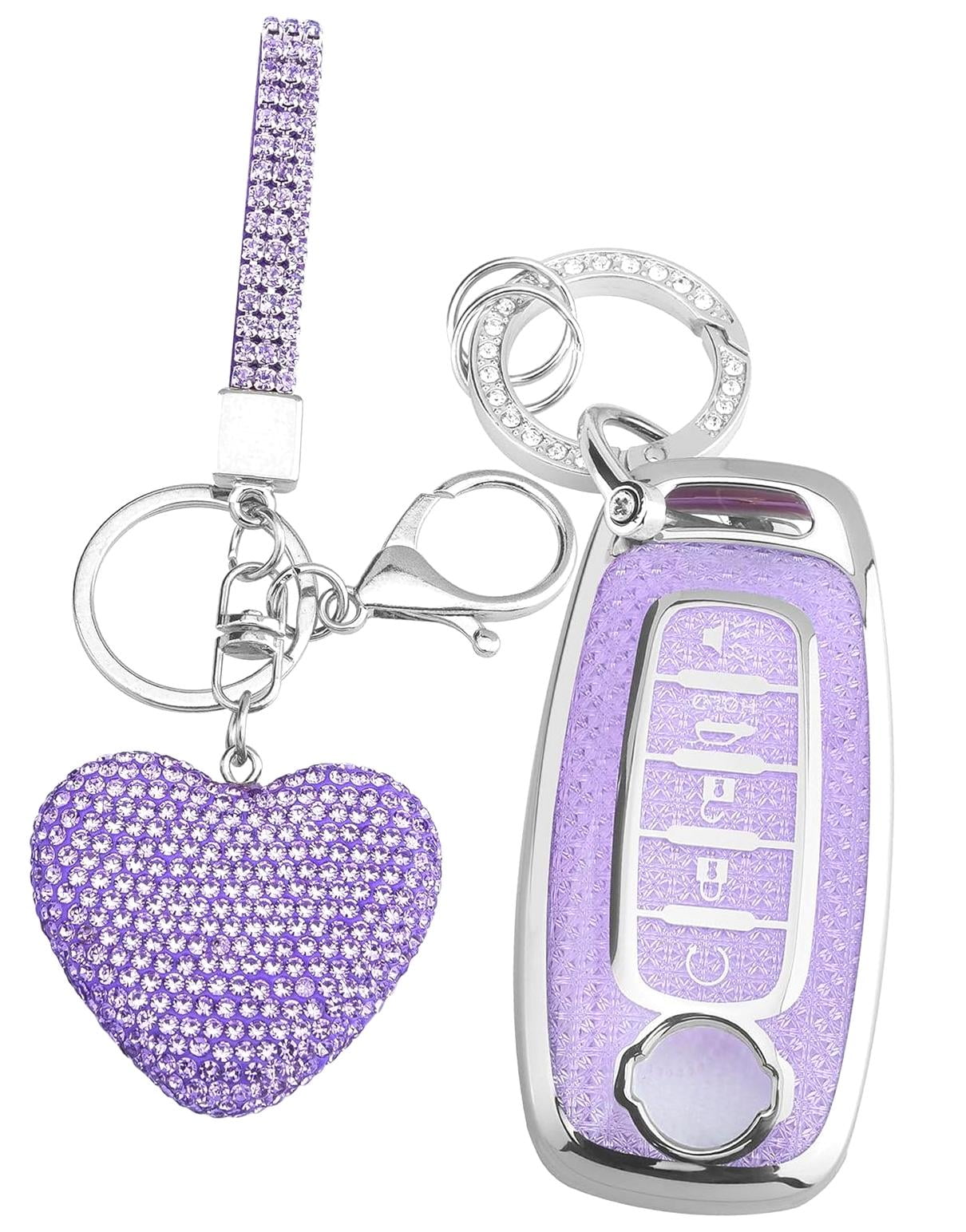 Wellsay 5-Button Key Fob Protector with Diamond Heart Keychain, TPU Car ...