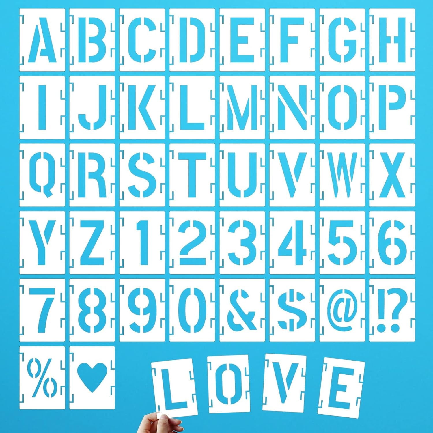 Wellsay 5 Inch Letter Stencils Numbers Craft Stencils, 42 Pcs Reusable ...