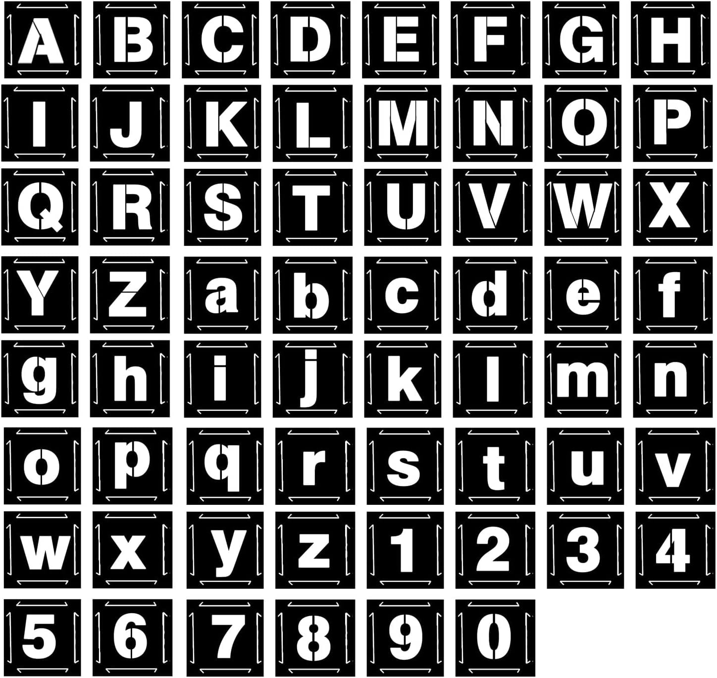 Wellsay 5 Inch Letter Stencils for Painting, 62 Pcs Reusable Plastic ...