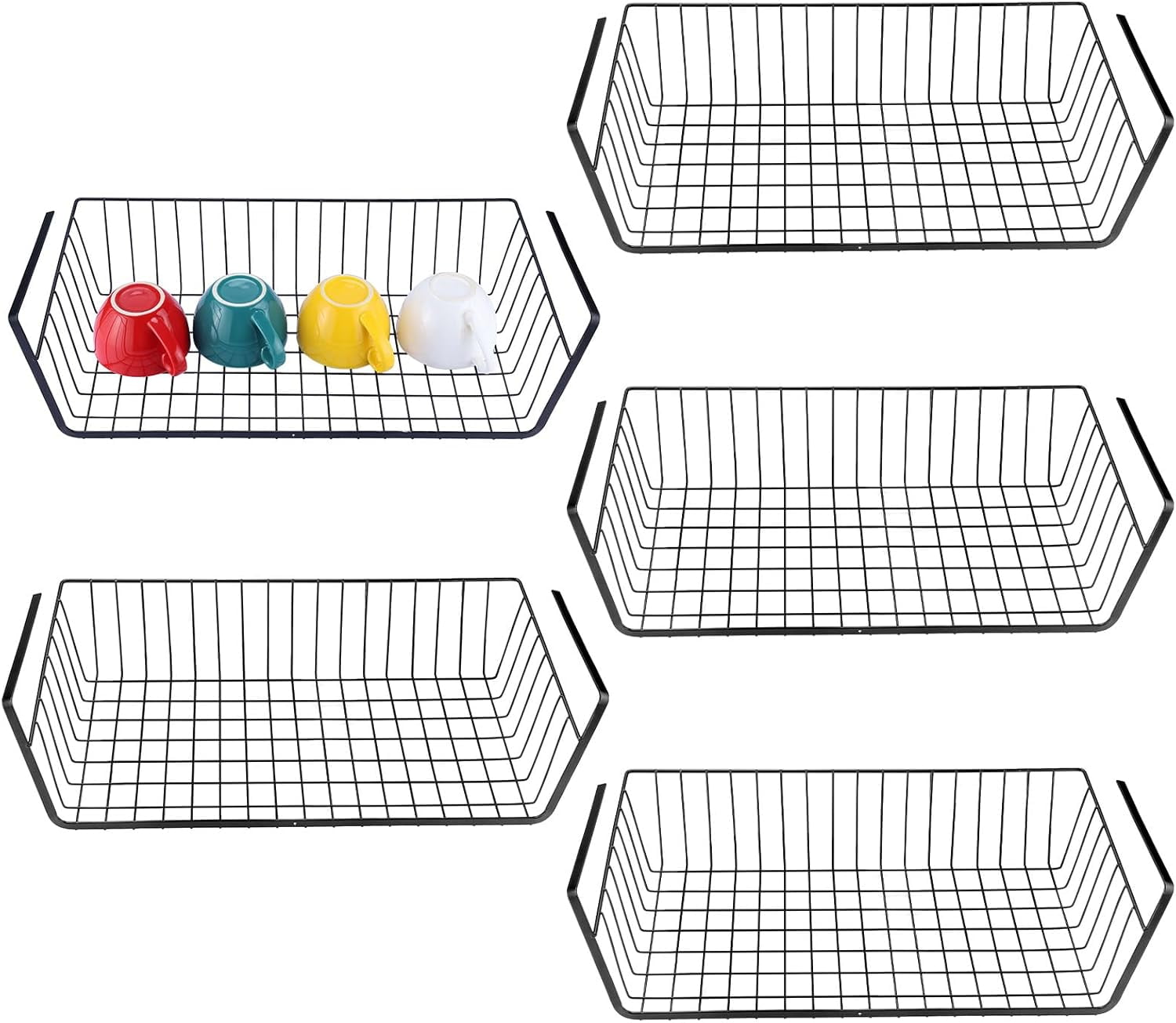 Wellsay 5 Pack Large Under Shelf Basket for Storage,Hanging Wire Basket ...