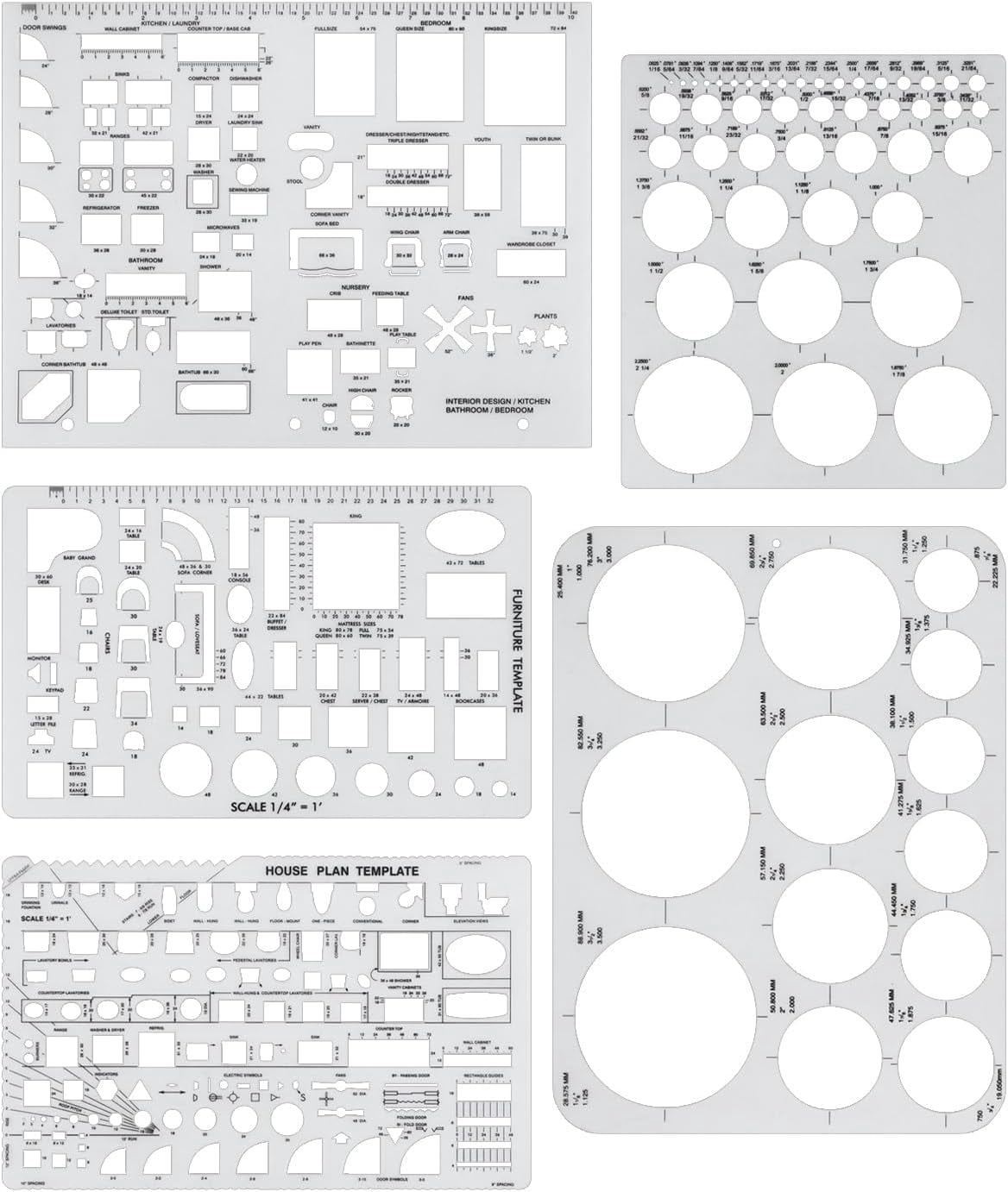 Wellsay 5 Pcs Artectural Templates: Circle, House Plan, Interior Design ...