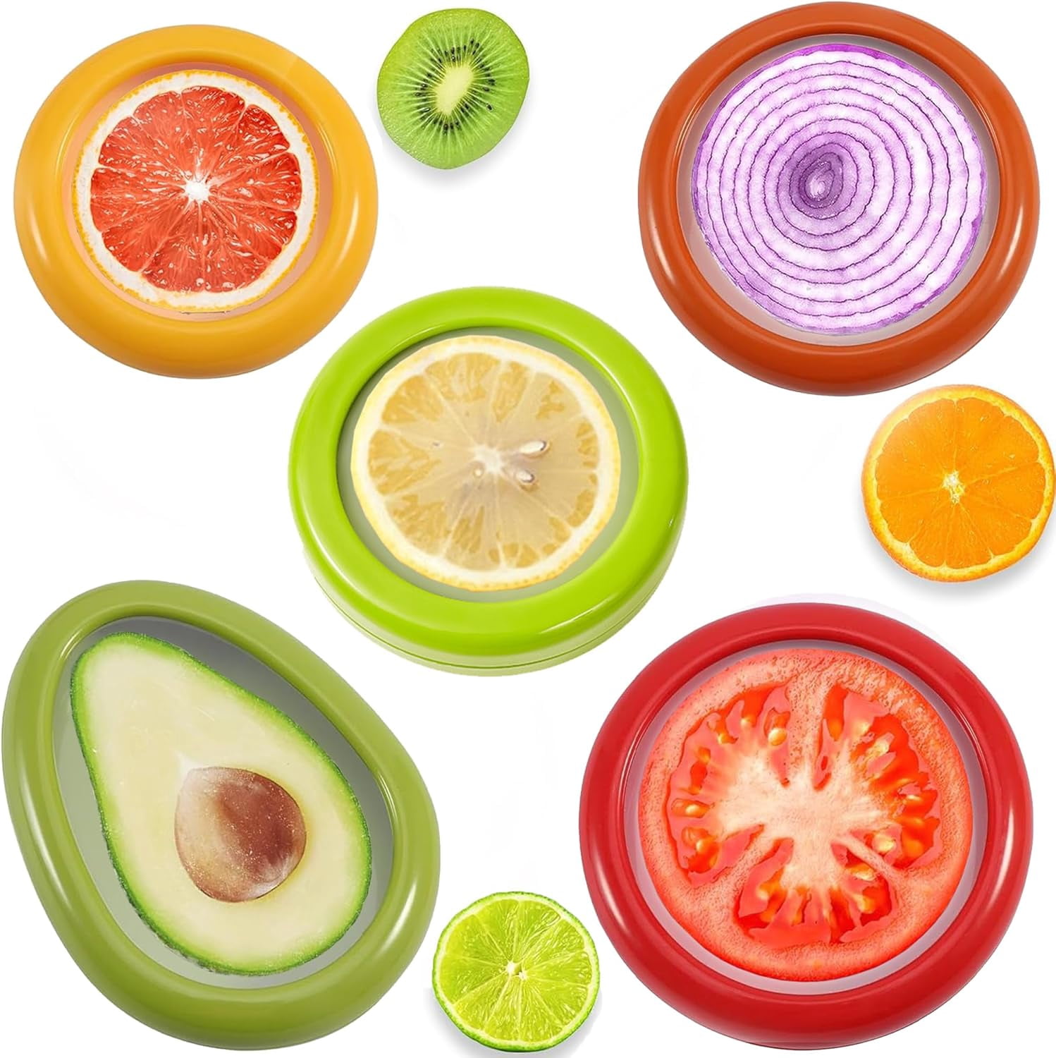Wellsay 5 Pcs Avocado Saver and Tomato Holder Set of 5 Reusable Storage ...