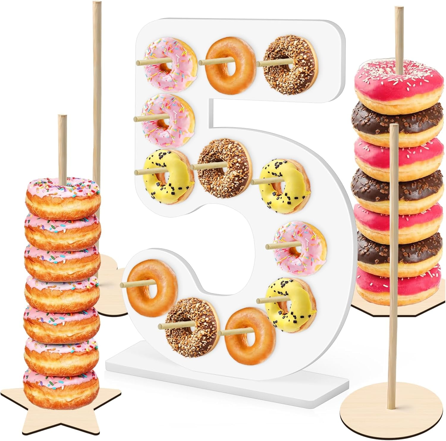Wellsay 5 Pcs Donut Stand Set, Doughnut Party Supplies Include 1 Pc ...