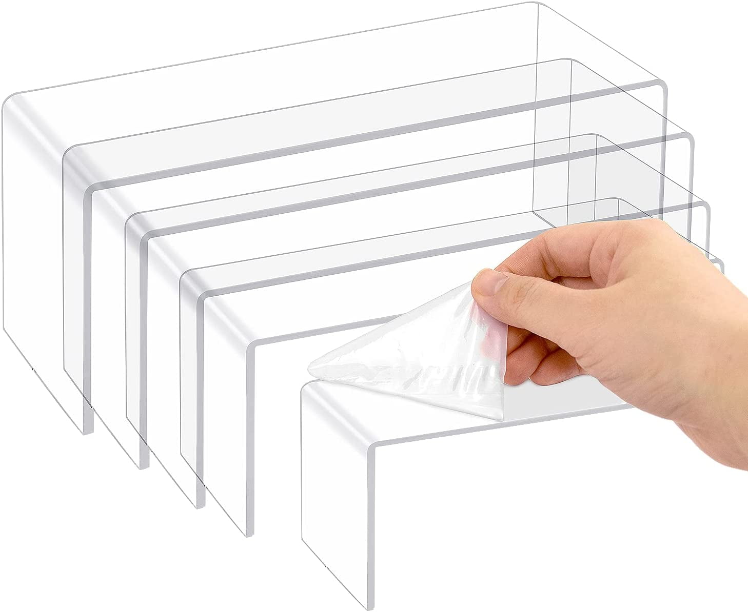 Wellsay 5 Pcs Large Acrylic Risers, Clear Display Showcase Collectibles ...