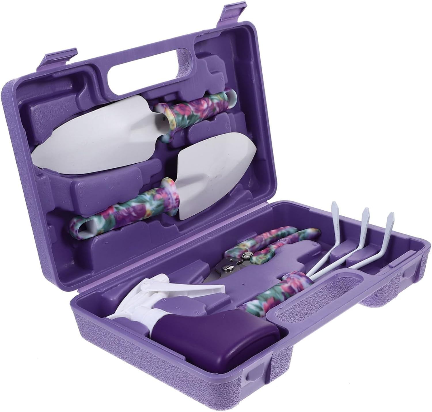 Wellsay 5-Piece Garden Tool Set Storage Box Shovel Rake Shear Sprayer ...