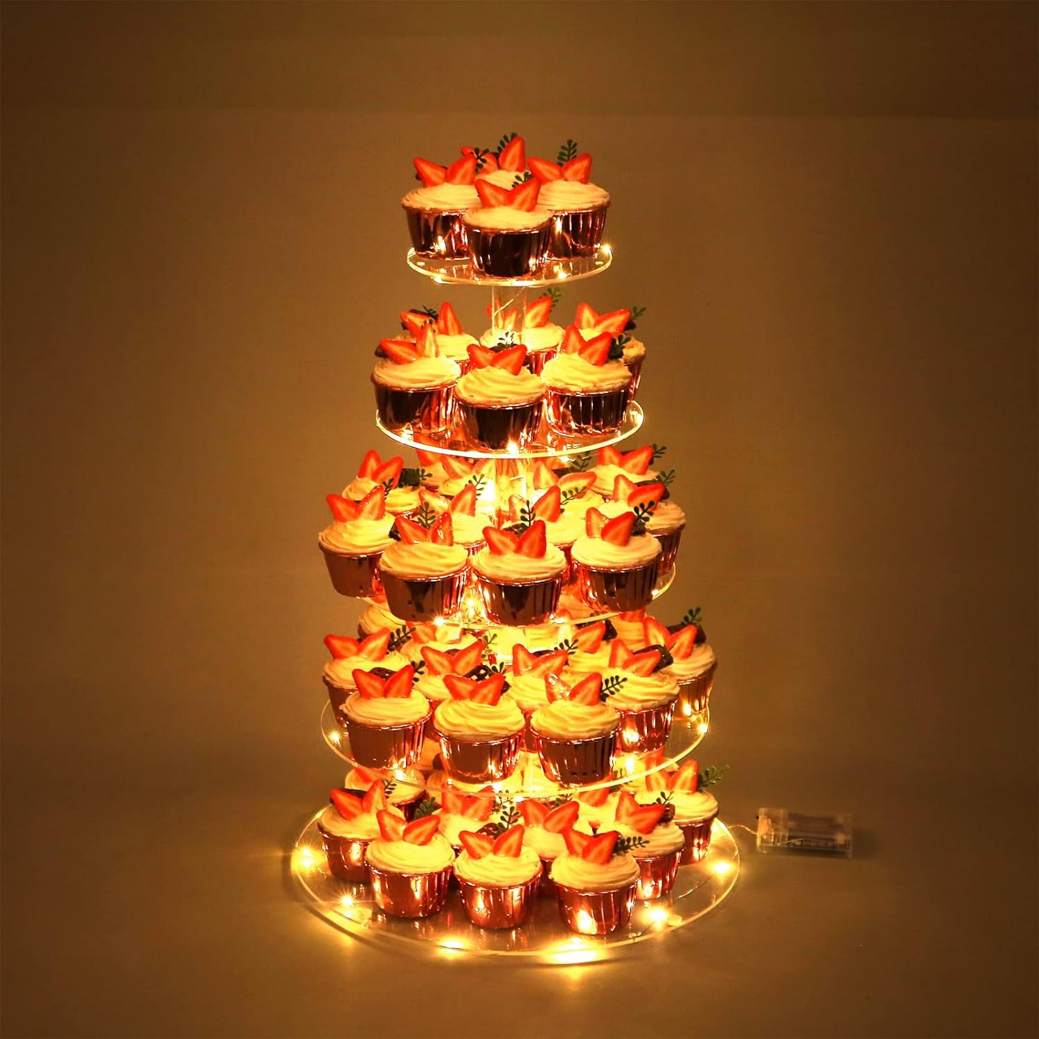 Wellsay 5-Tier Round Acrylic Cupcake Stand,Cupcake Tower & Cupcake ...